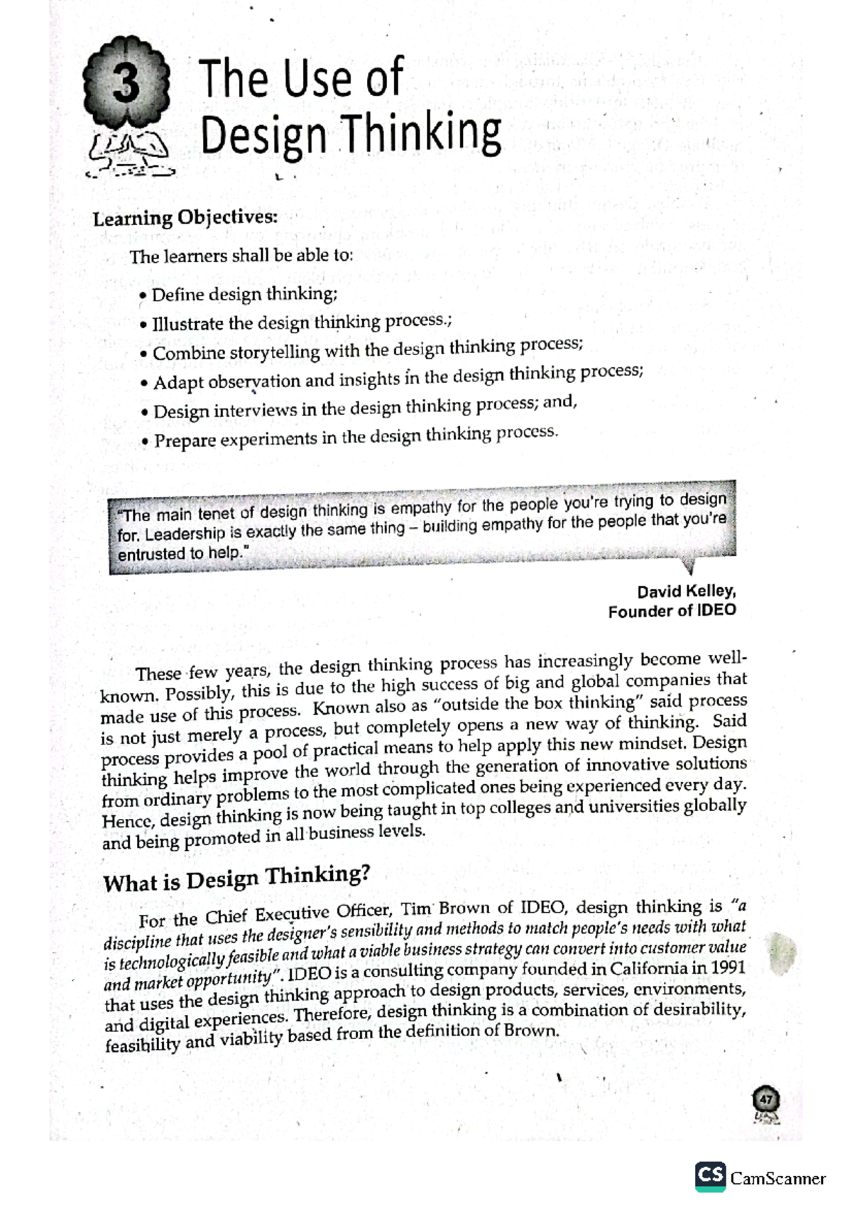 GEC ELEC 3 Module 4 - 3 The Use of Design Thinking Learning Objectives ...