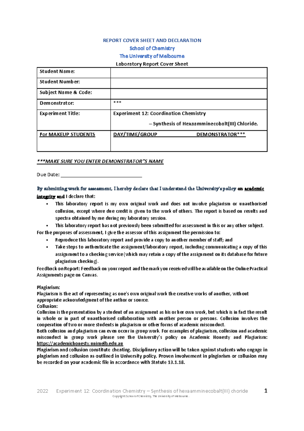 E12 Student Report Template V 2 S2 2022 - 2022 Experiment 12 ...