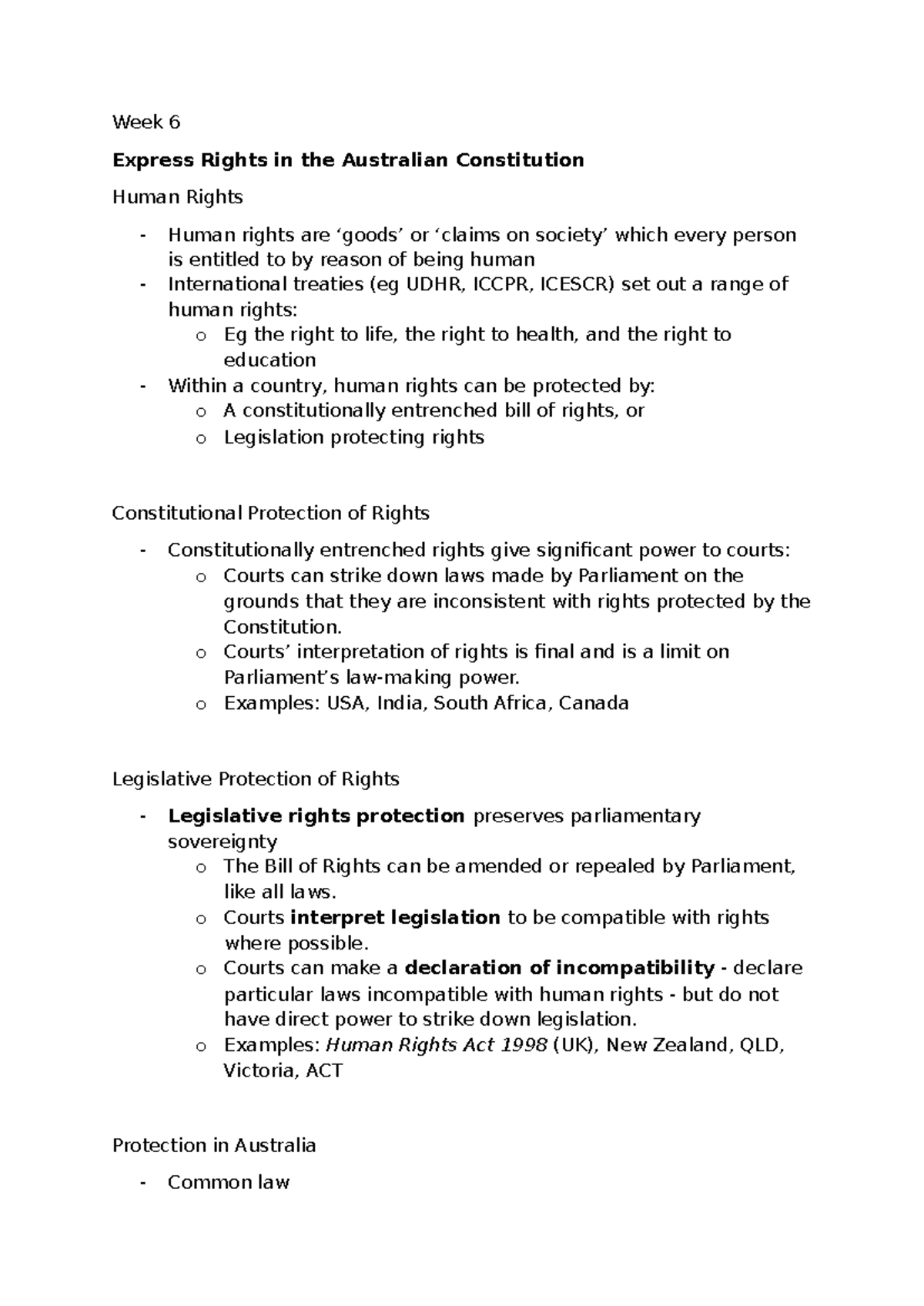 LLB203 Rights in Australian Constitution LEC6 - Week 6 Express Rights ...