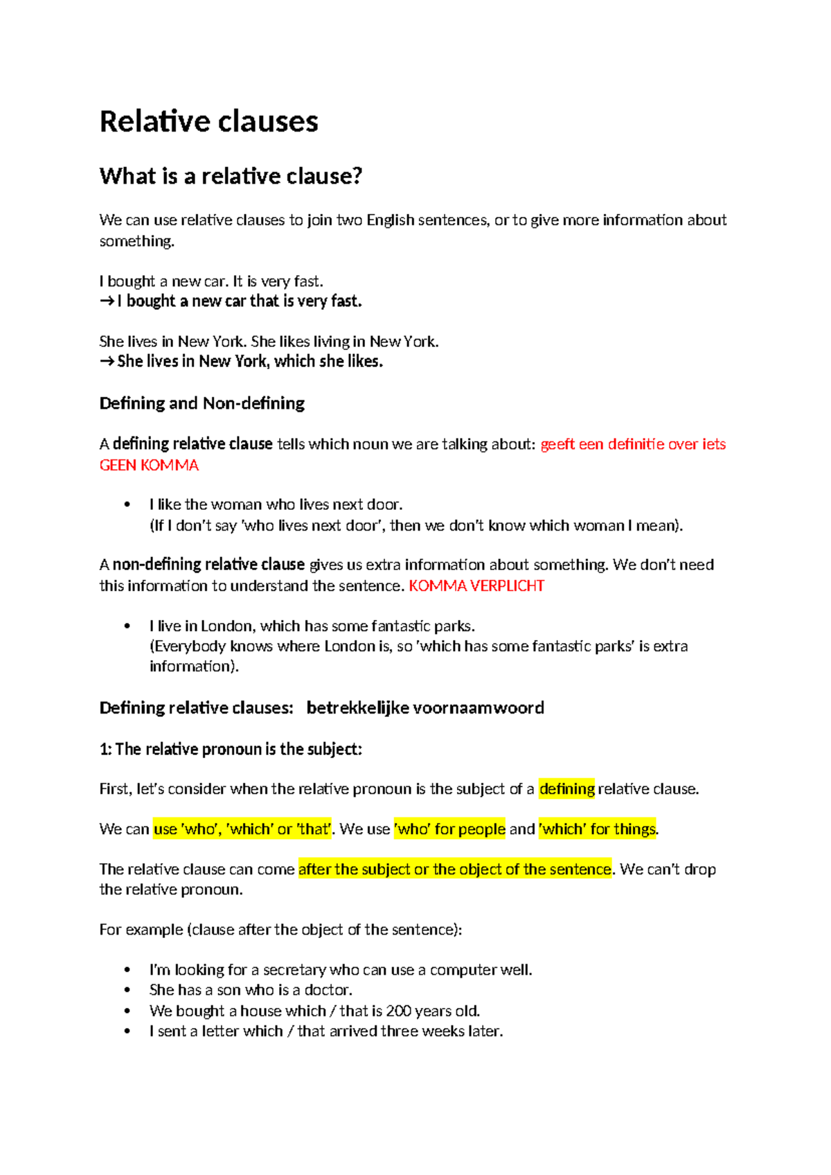 Relative clauses Theory - Relative clauses What is a relative clause ...