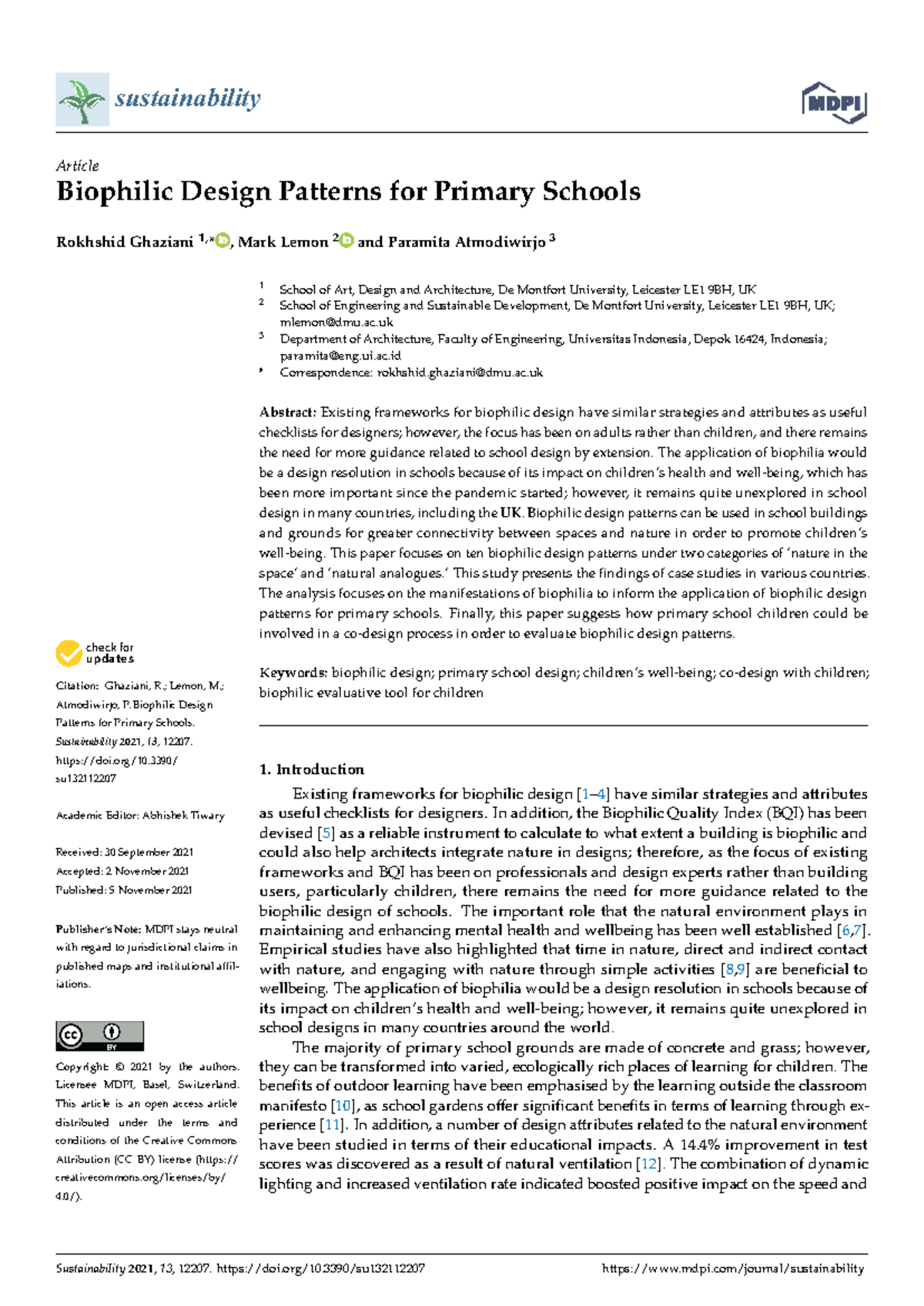 Biophilic Design Patterns for Primary Sc - sustainability Article ...