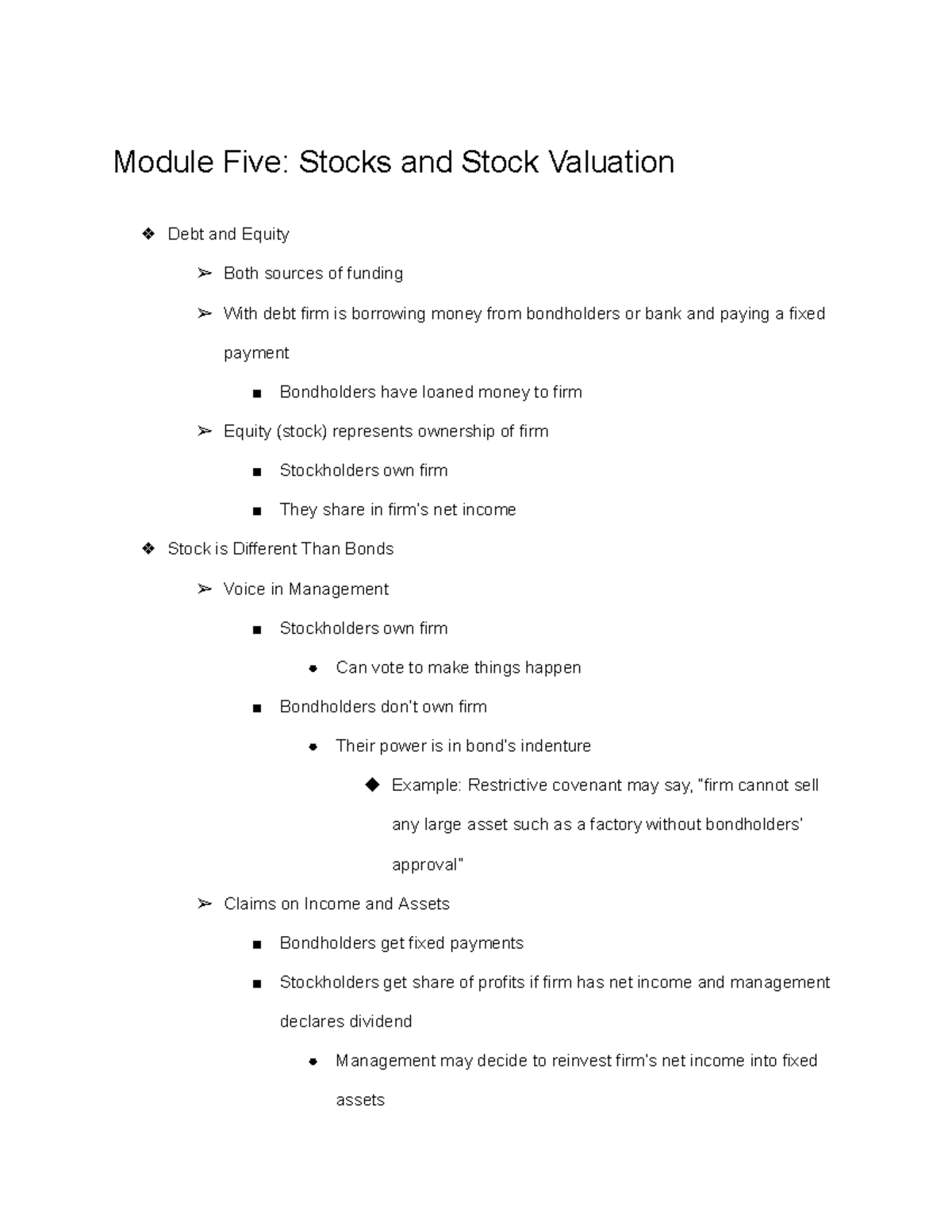 FINC301 Module 5 - Lecture notes - Module Five: Stocks and Stock ...