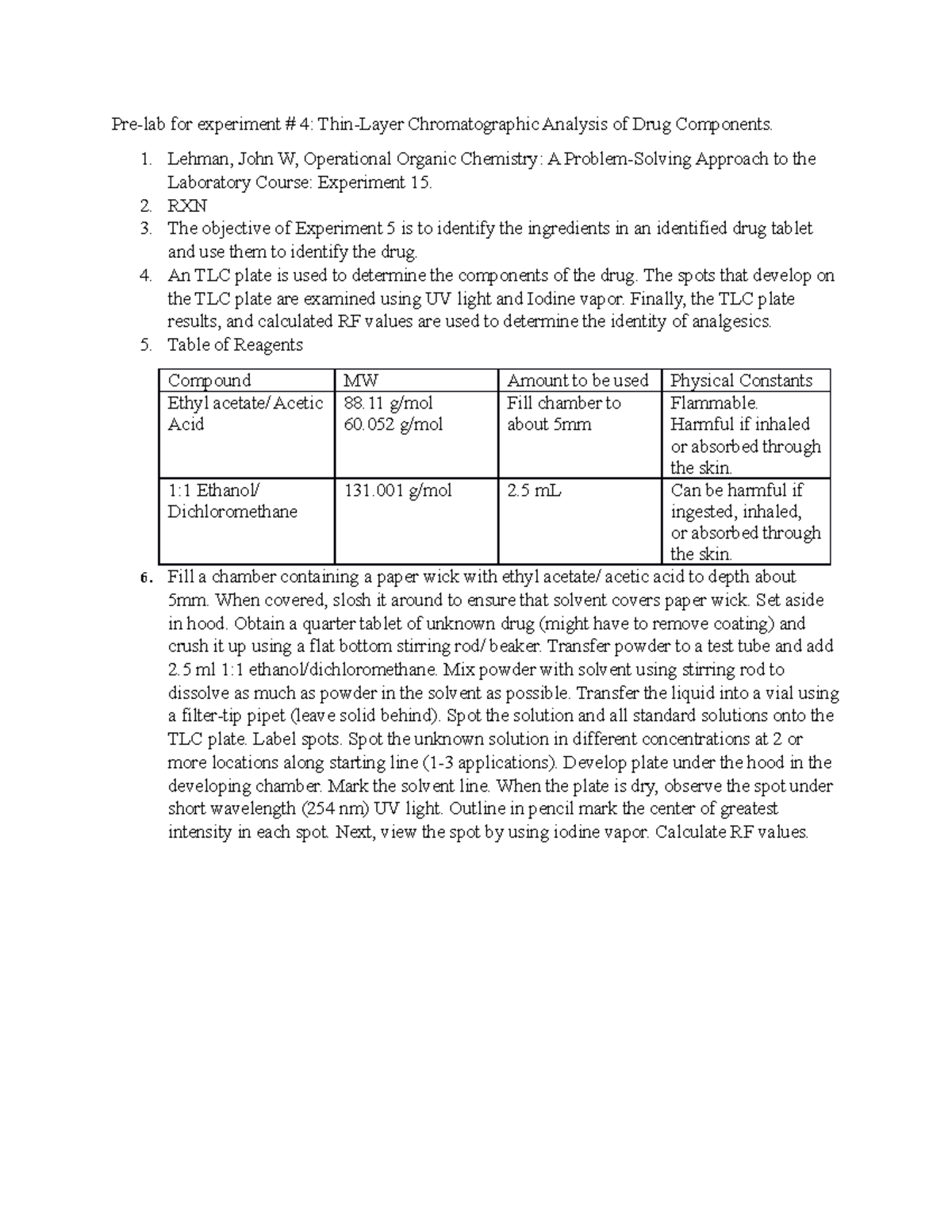 Pre Lab E5 This Is The Prelab For Experiment 4 Just In Case You Need