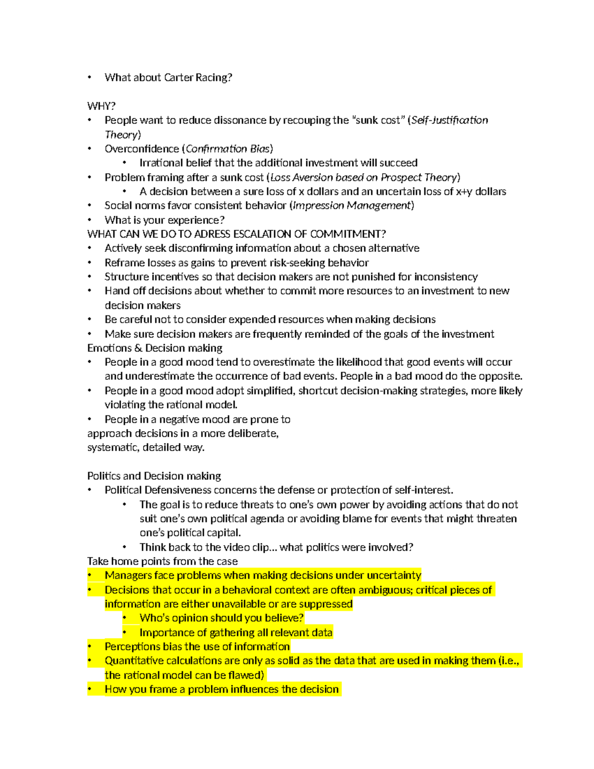 BU288 good notes-4 - What about Carter Racing? WHY? People want to ...