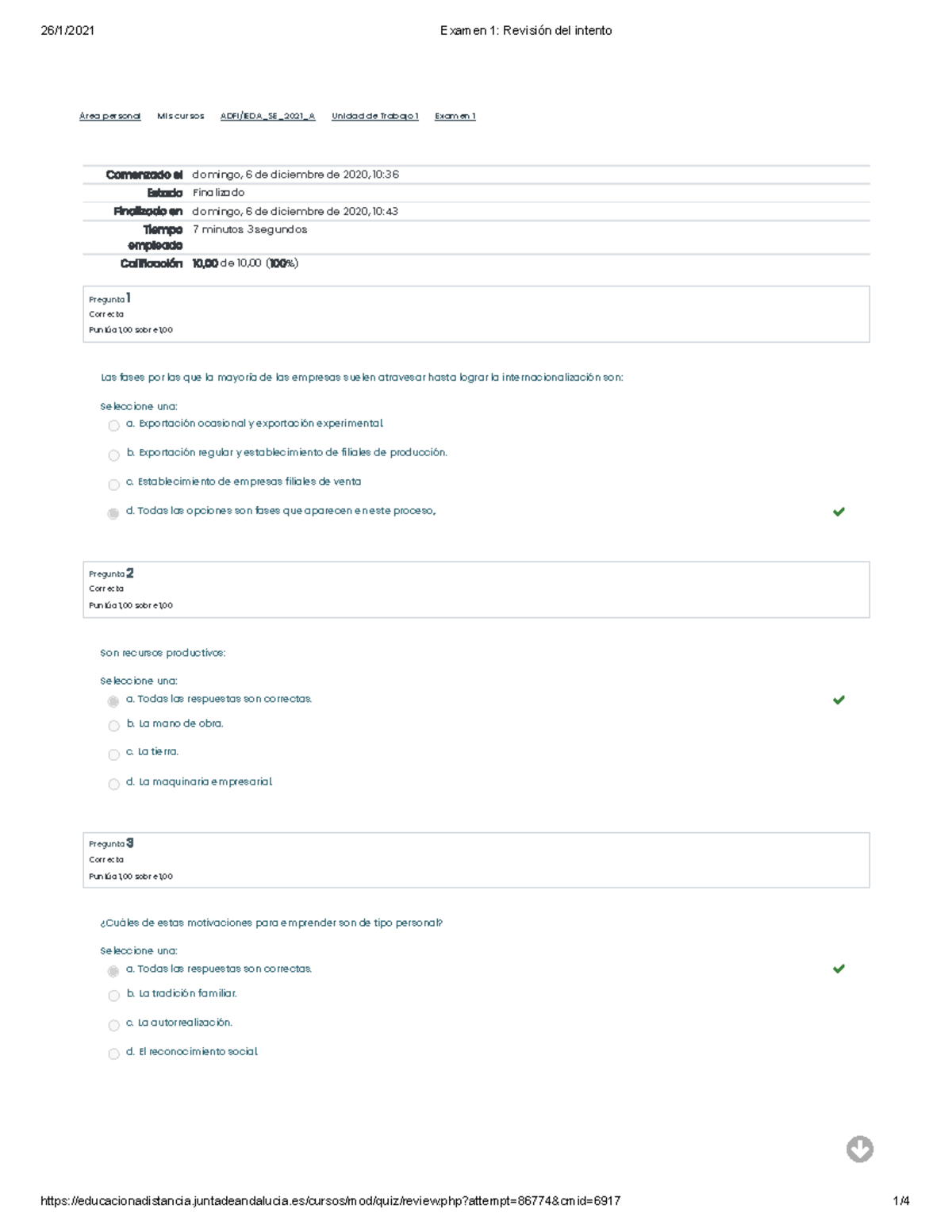 Examen 1 Intento 1 JGRG - dfmf,df,mdf,fd, - Área personal Mis cursos ...