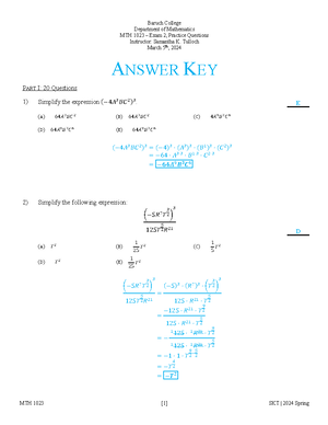 Lecture 1 Worksheet Algebra for College - MATH 101 - Studocu