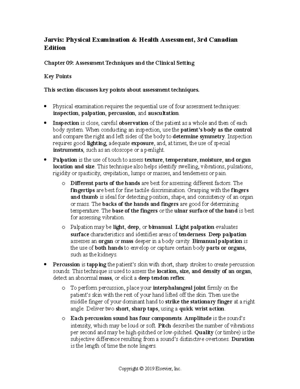 Chapter 009 key points in Jarvis 3rd edition - Nurs 326 - AU - Studocu