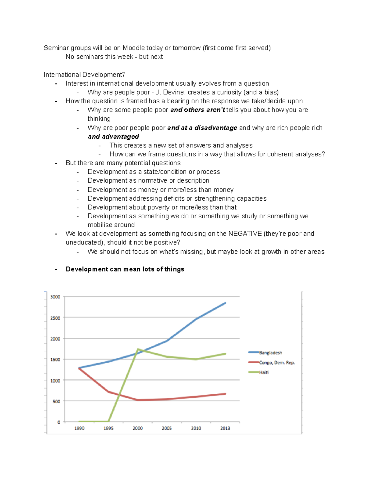 Lecture 1 What is international development - Seminar groups will be on ...