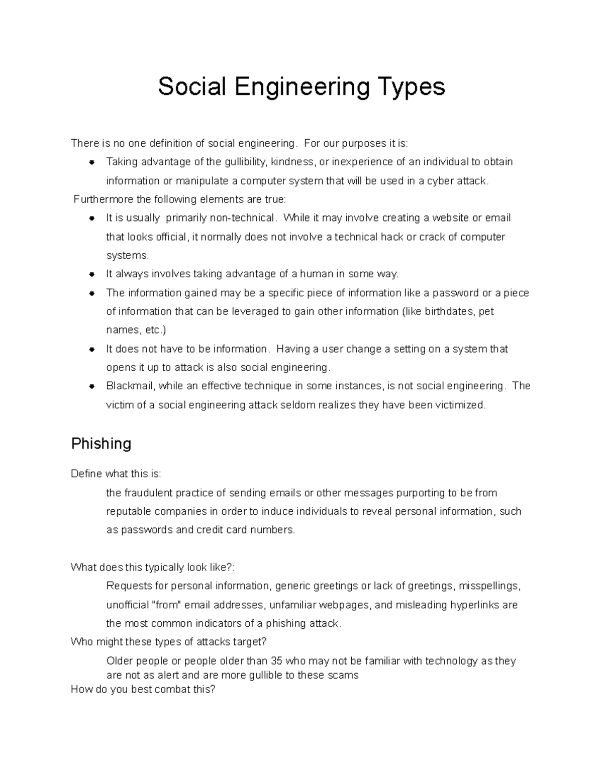 Worksheet Social Engineering Types - Social Engineering Types There is ...