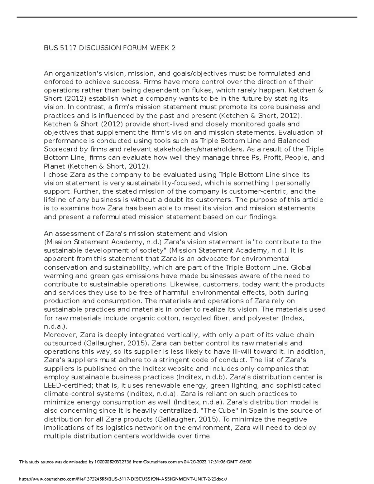 BUS 5117 Discussion Assignment UNIT 2 23 BUS 5117 DISCUSSION FORUM