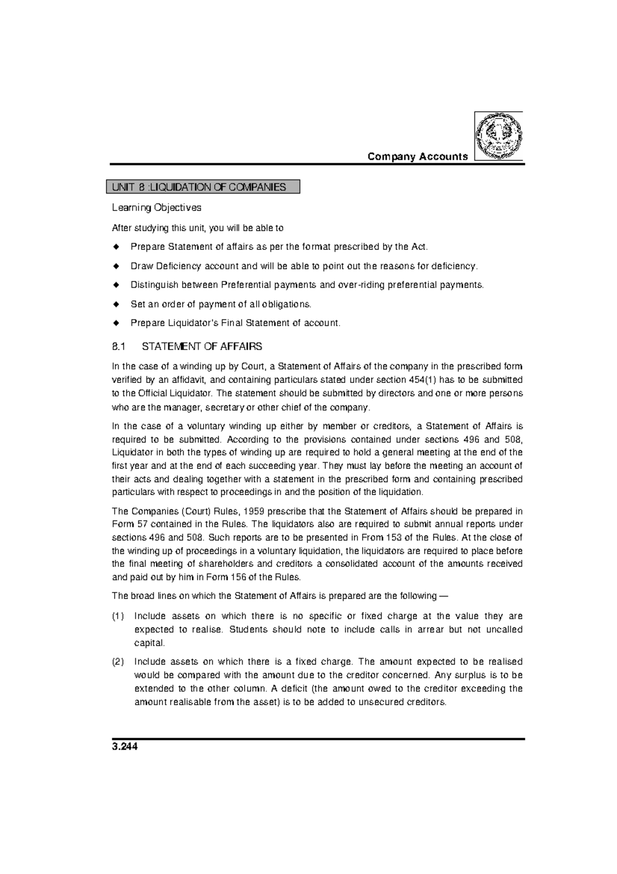 Advanced Accounting-Liquidation of Companies - Company Accounts UNIT 8 ...