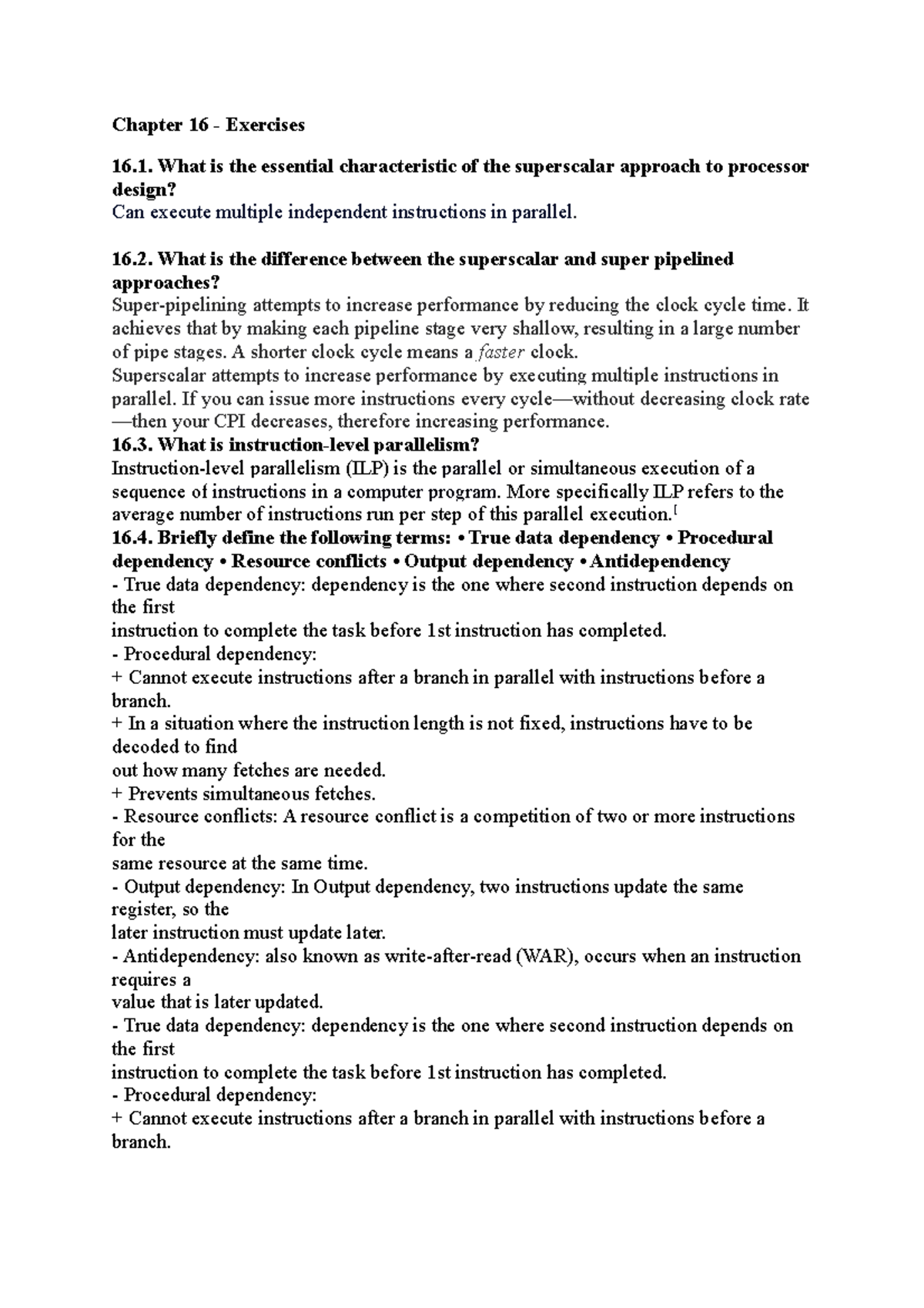 Review questions chapter 16 - Chapter 16 - Exercises What is the ...