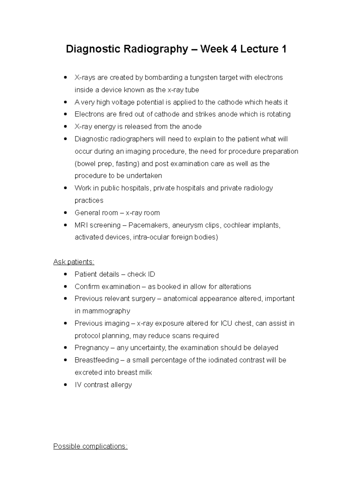 Diagnostic Radiography – Week 4 Lecture 1 - Diagnostic Radiography ...