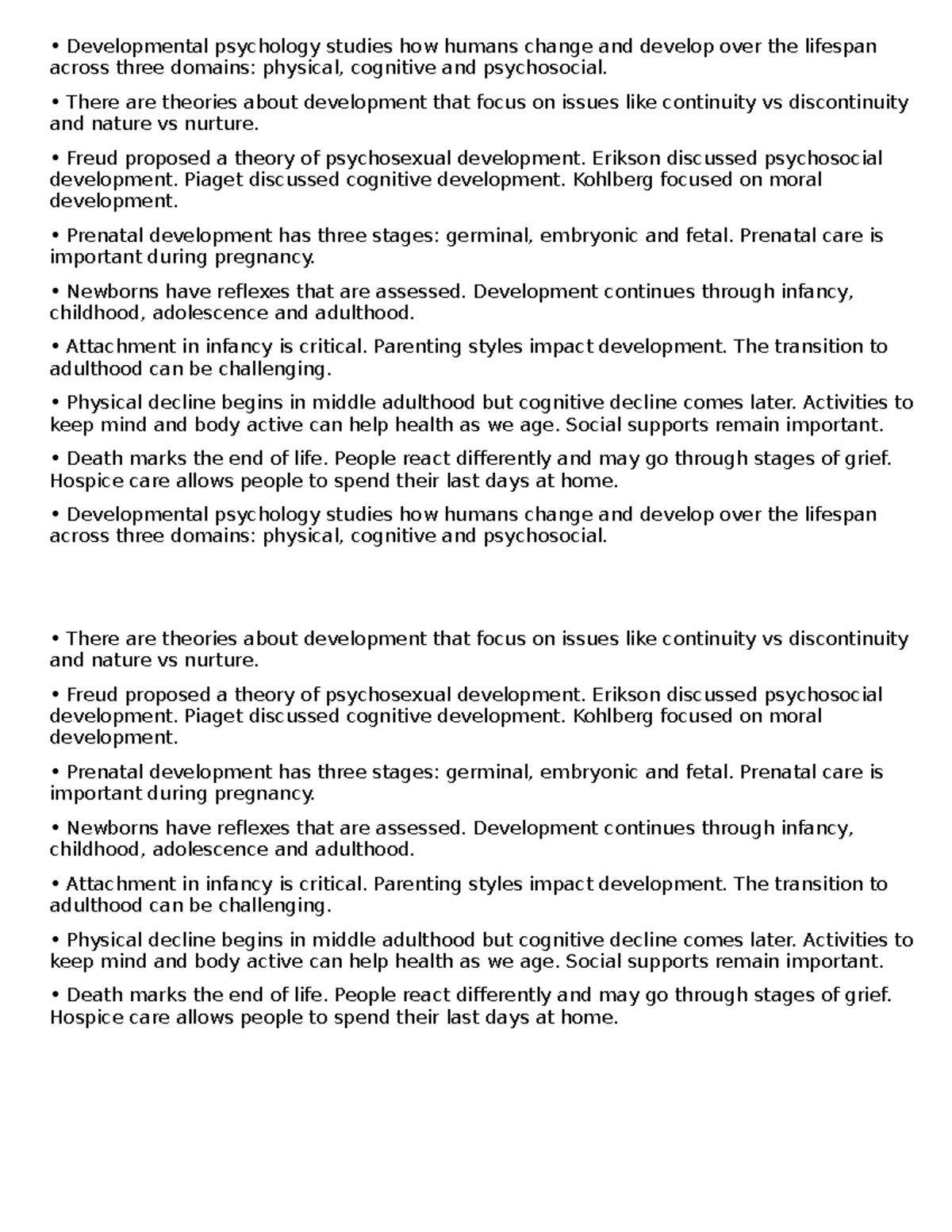 Module 4 notes draft - Developmental psychology studies how humans ...