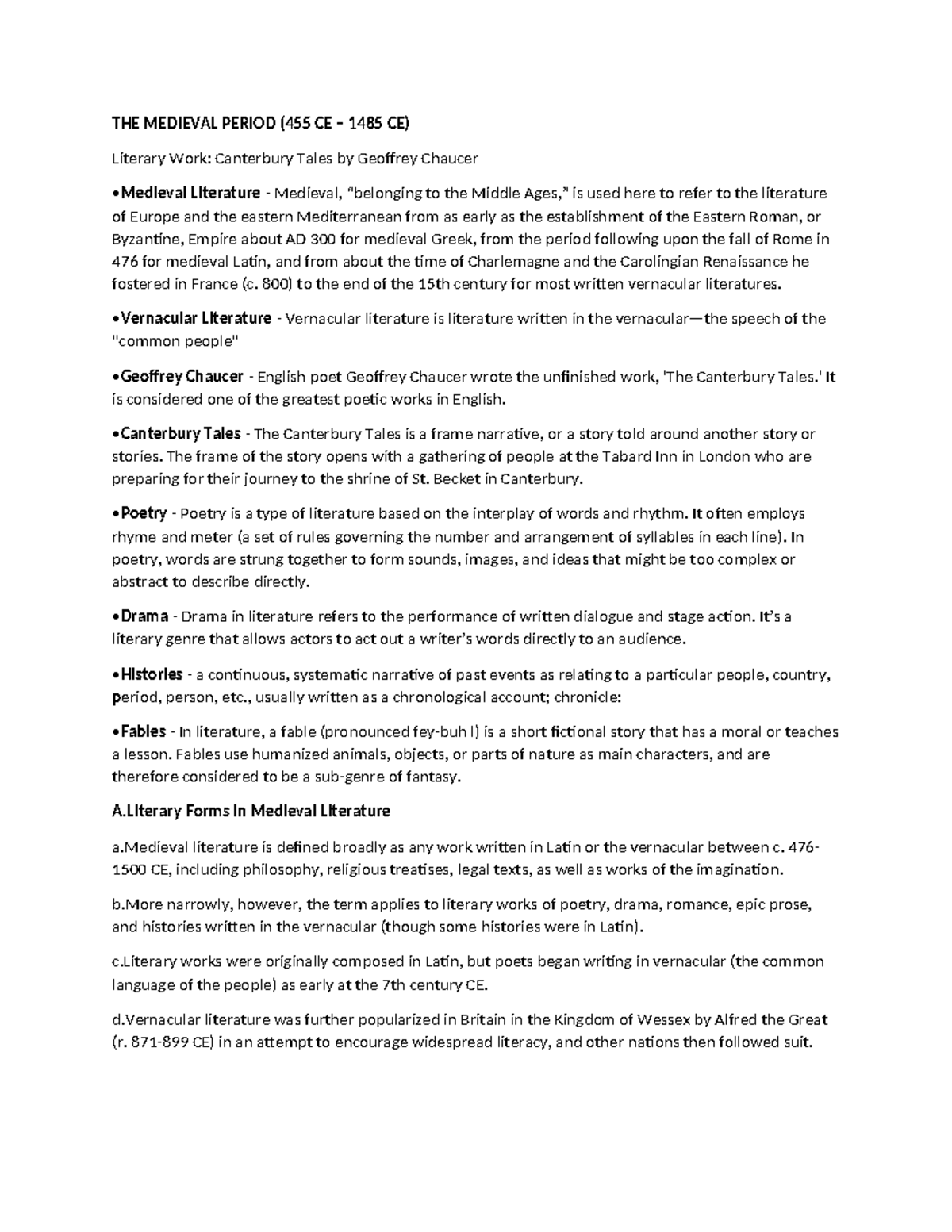 Greatbook Midterm EXAM - THE MEDIEVAL PERIOD (455 CE – 1485 CE ...