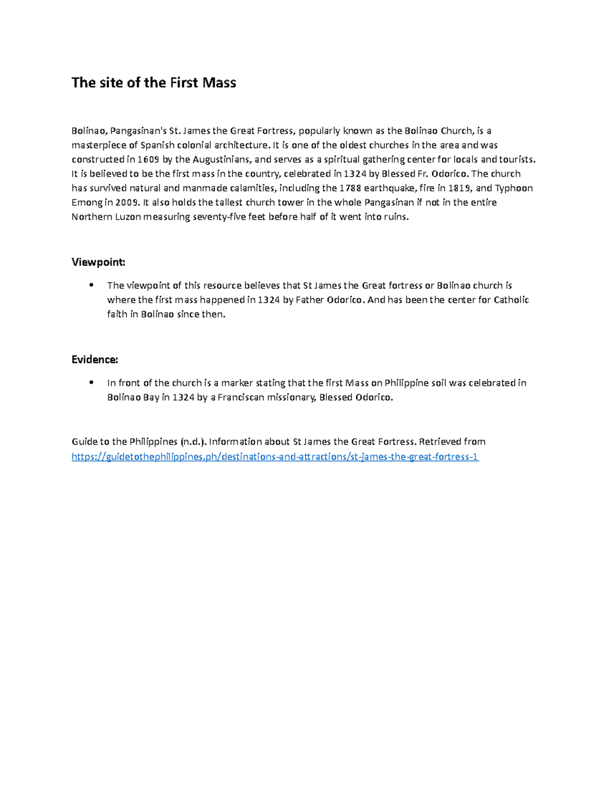 The Site of the First Mass - The site of the First Mass Bolinao ...