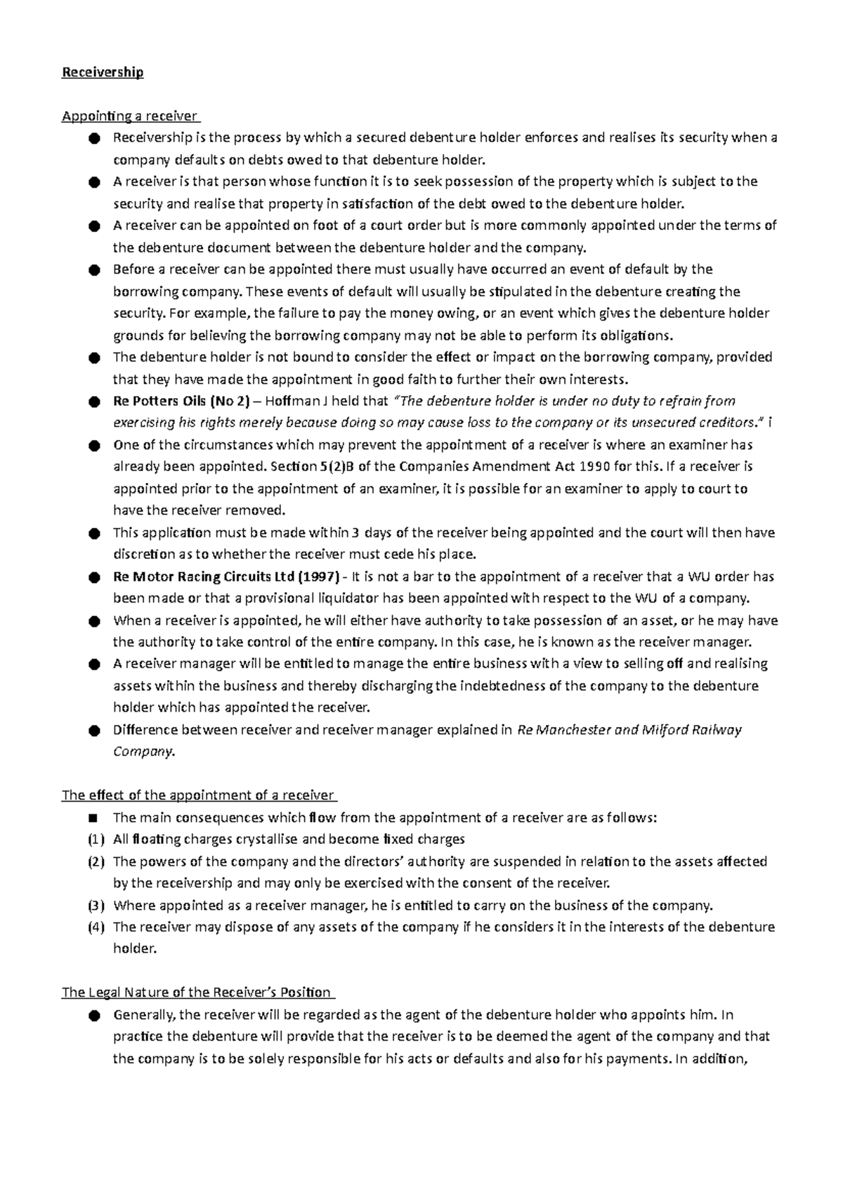 Receivership - A receiver is that person whose function it is to seek ...