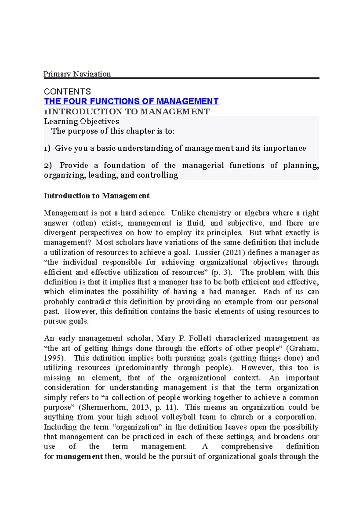 Mamagement - including questions - Primary Navigation CONTENTS THE FOUR ...