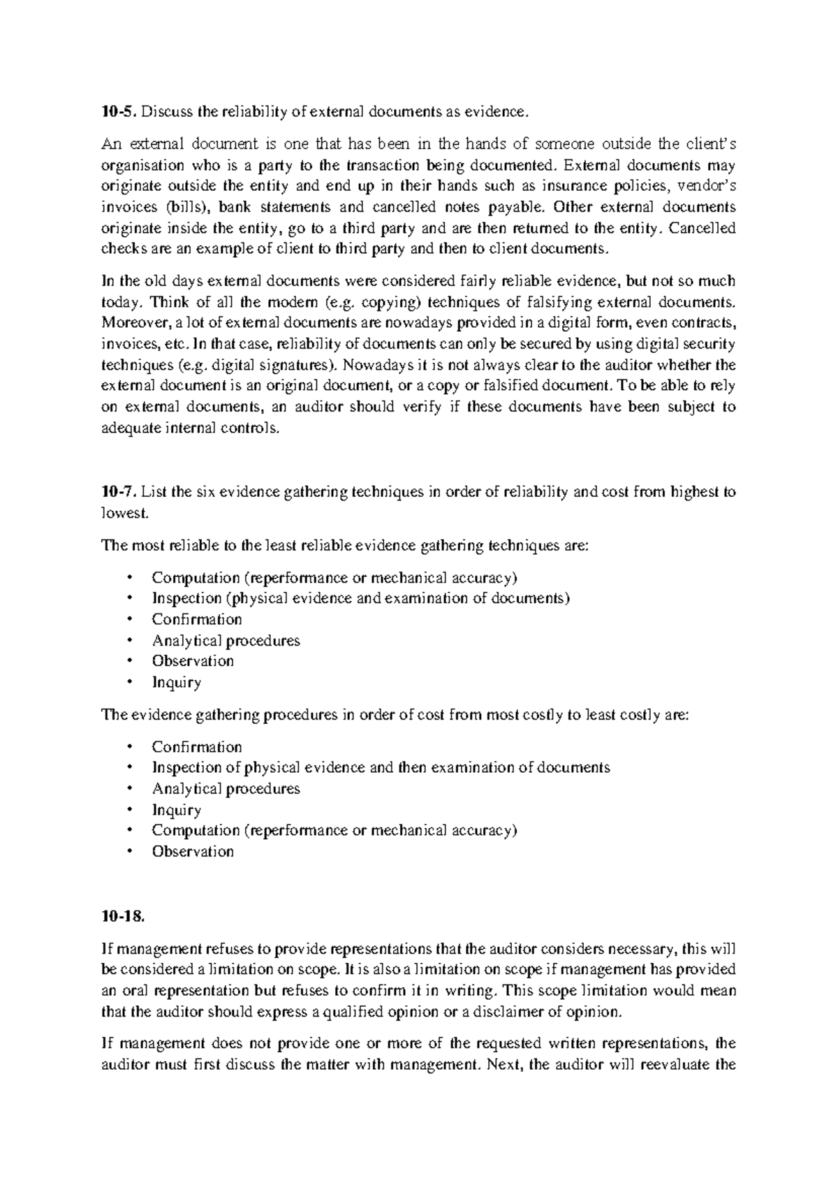 Chap6 - 10 - 5. Discuss the reliability of external documents as ...