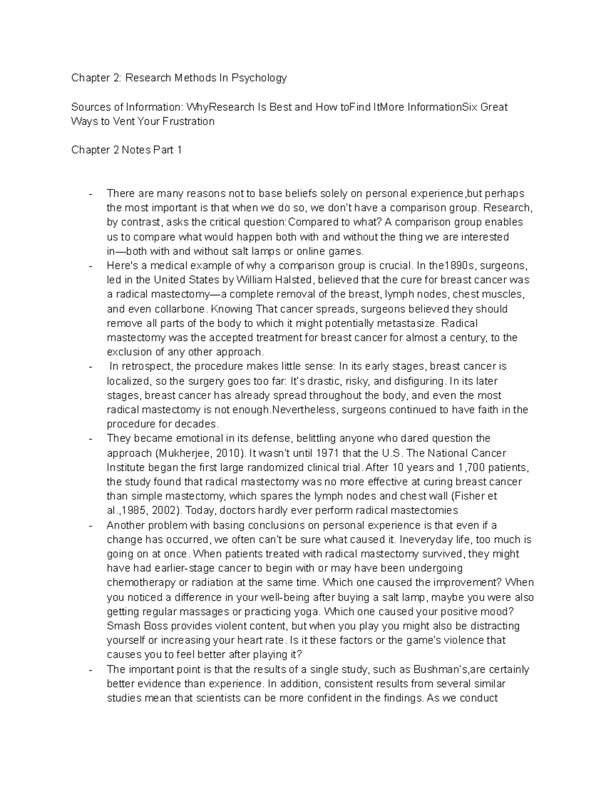 Chapter 2 Research Methods In Psychology Chapter 2 part 1 - Chapter 2 ...