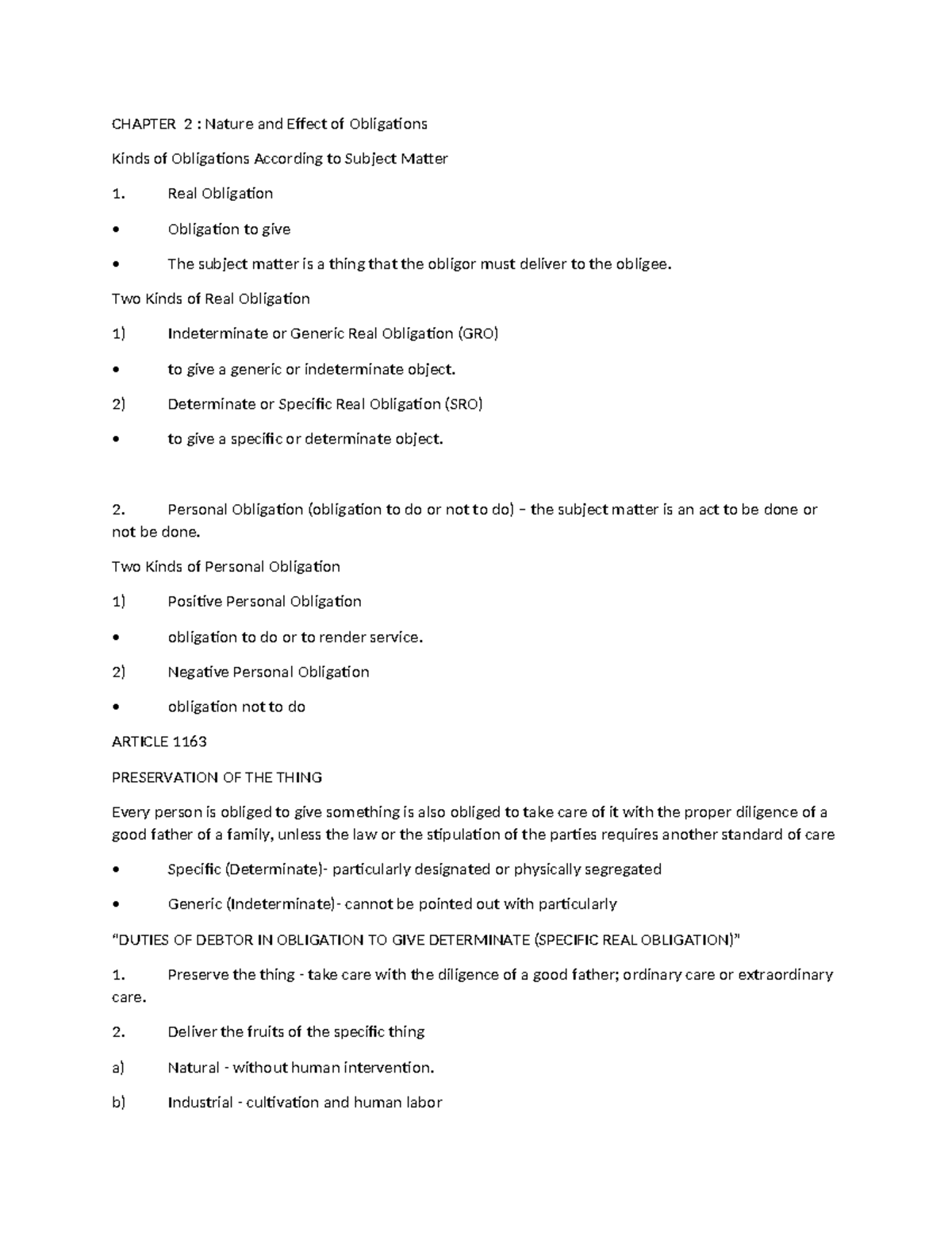 Chapter 2 - Nature and Effect of Obligations - CHAPTER 2 : Nature and ...
