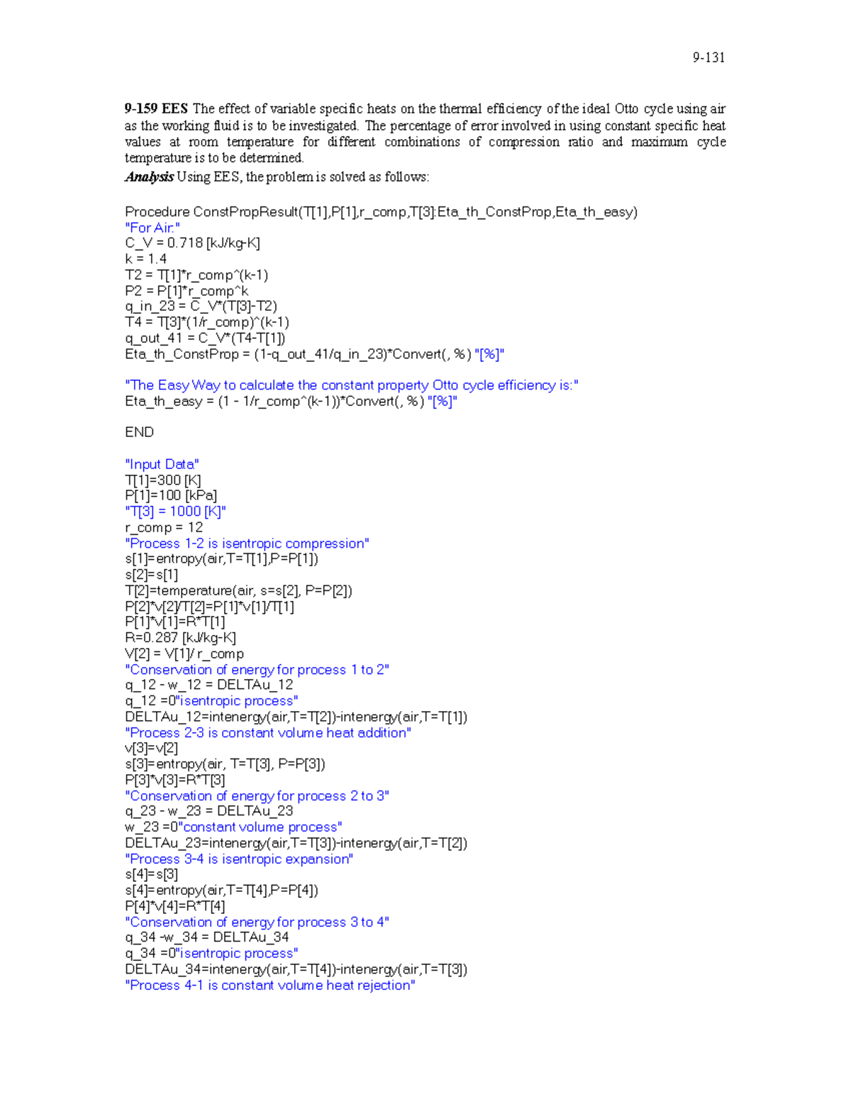 Thermo 5th Chap09 P159 - 9-159 EES The effect of variable specific ...