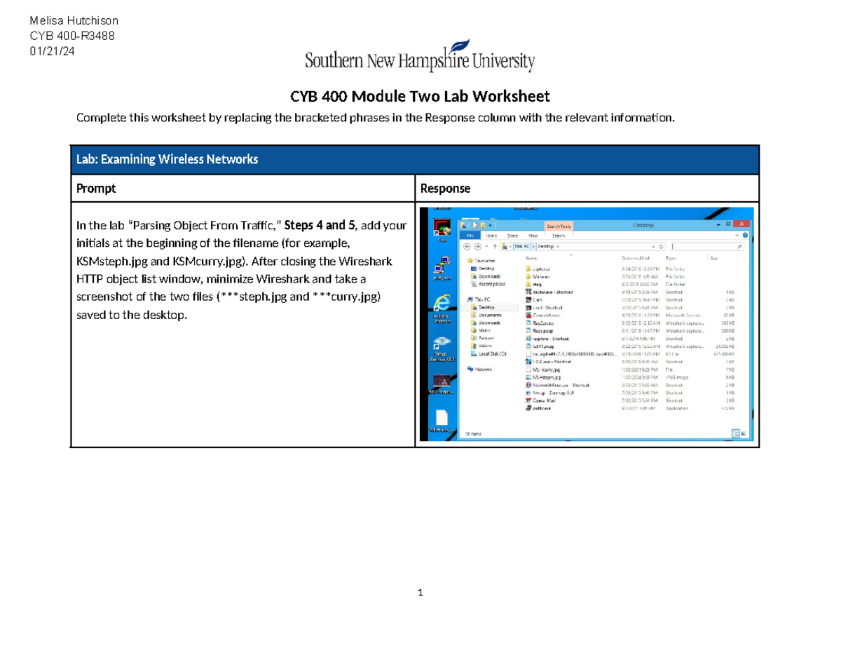 CYB 400 Module Two Lab WS - CYB 400-R 01/21/ CYB 400 Module Two Lab ...