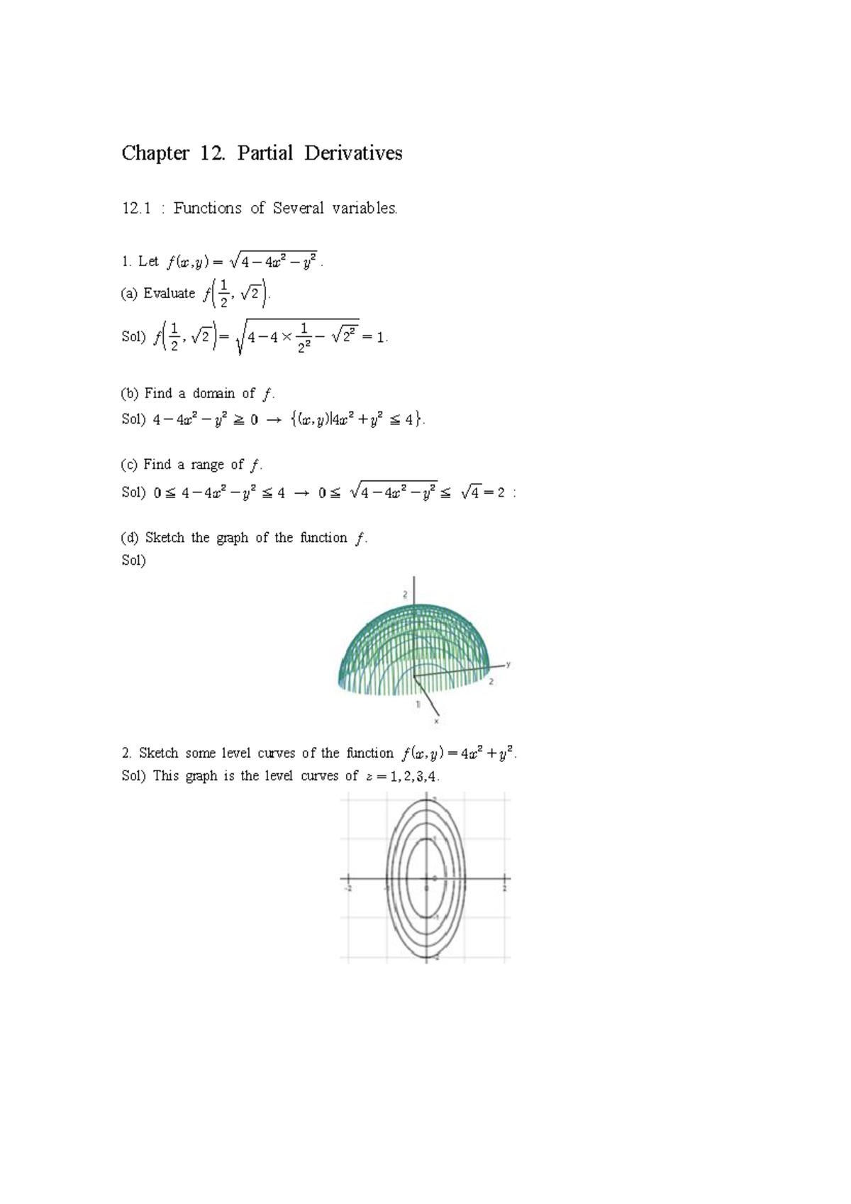 Chapter 12 - partial derivatives - Chapter 12. Partial Derivatives 12 ...