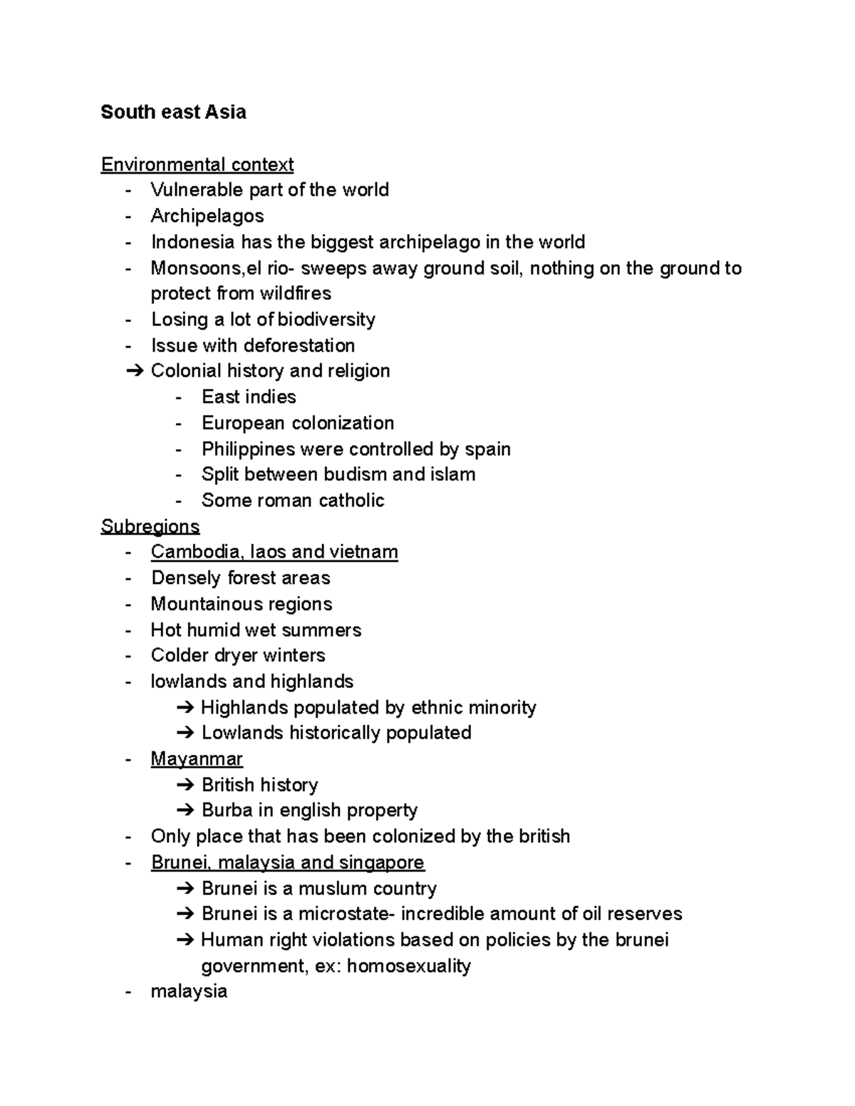 South east asia , chapter 8 - South east Asia Environmental context ...