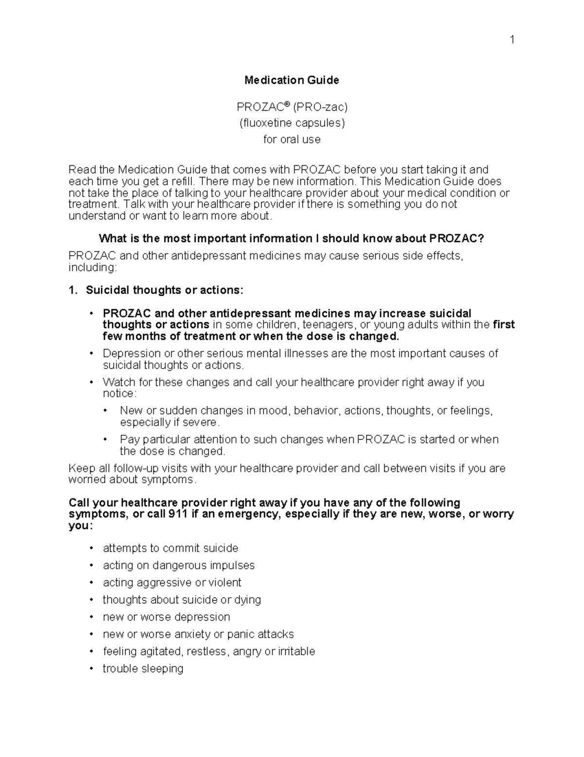 Prozac-Medguide - medication guide - Medication Guide PROZAC® (PRO-zac ...