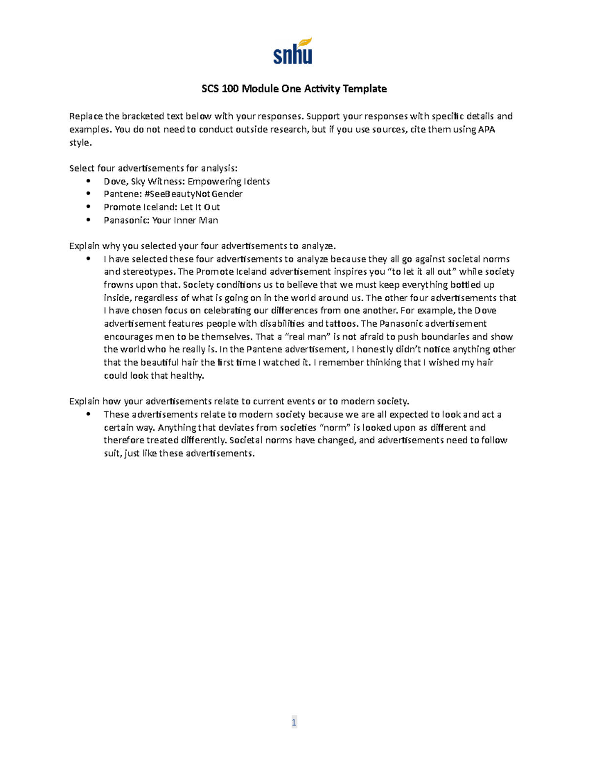 SCS 100 Module One Activity Template - SCS 100 Module One Activity ...