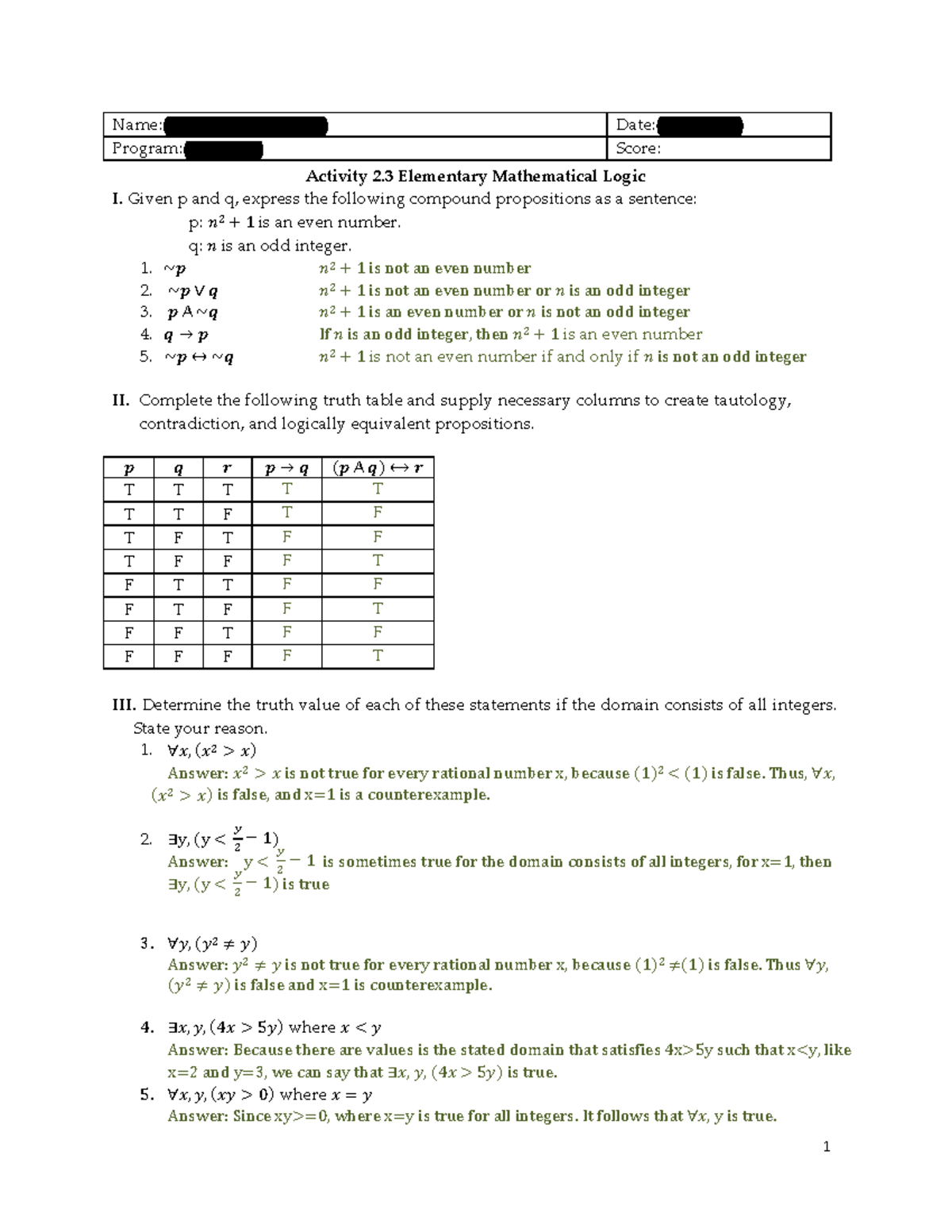 Activity 2.3 MMW - 2.3 MMW - 1 Name: Cristy Ann B. Sevilla Date: 16/10 ...