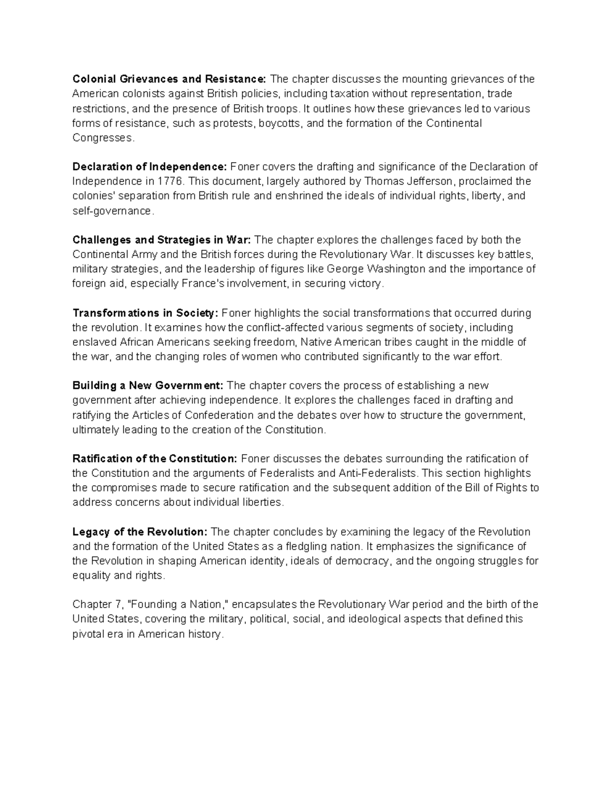 Yes - For Open Book Test - Colonial Grievances and Resistance: The ...