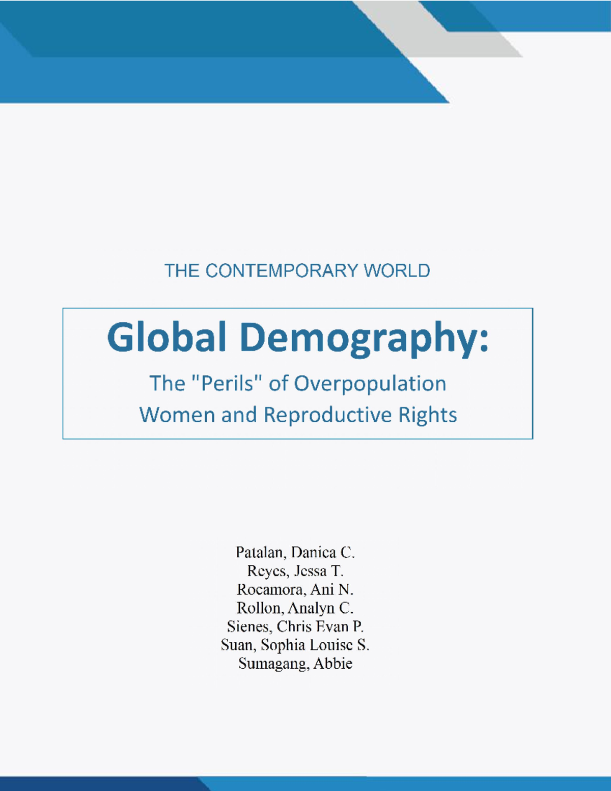 Global-Demography - hehe - Social Psychology - Philippines: - Studocu