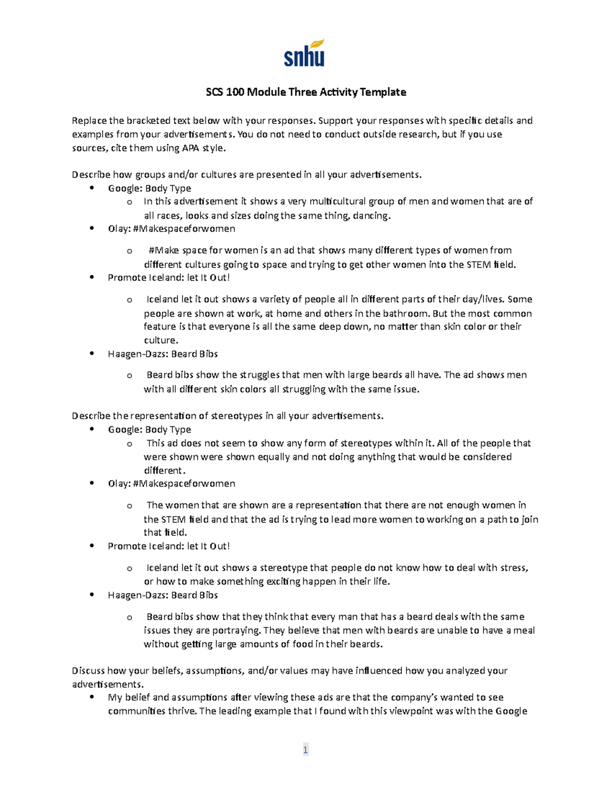 SCS 100 Module Three Activity Template - SCS 100 Module Three Activity ...