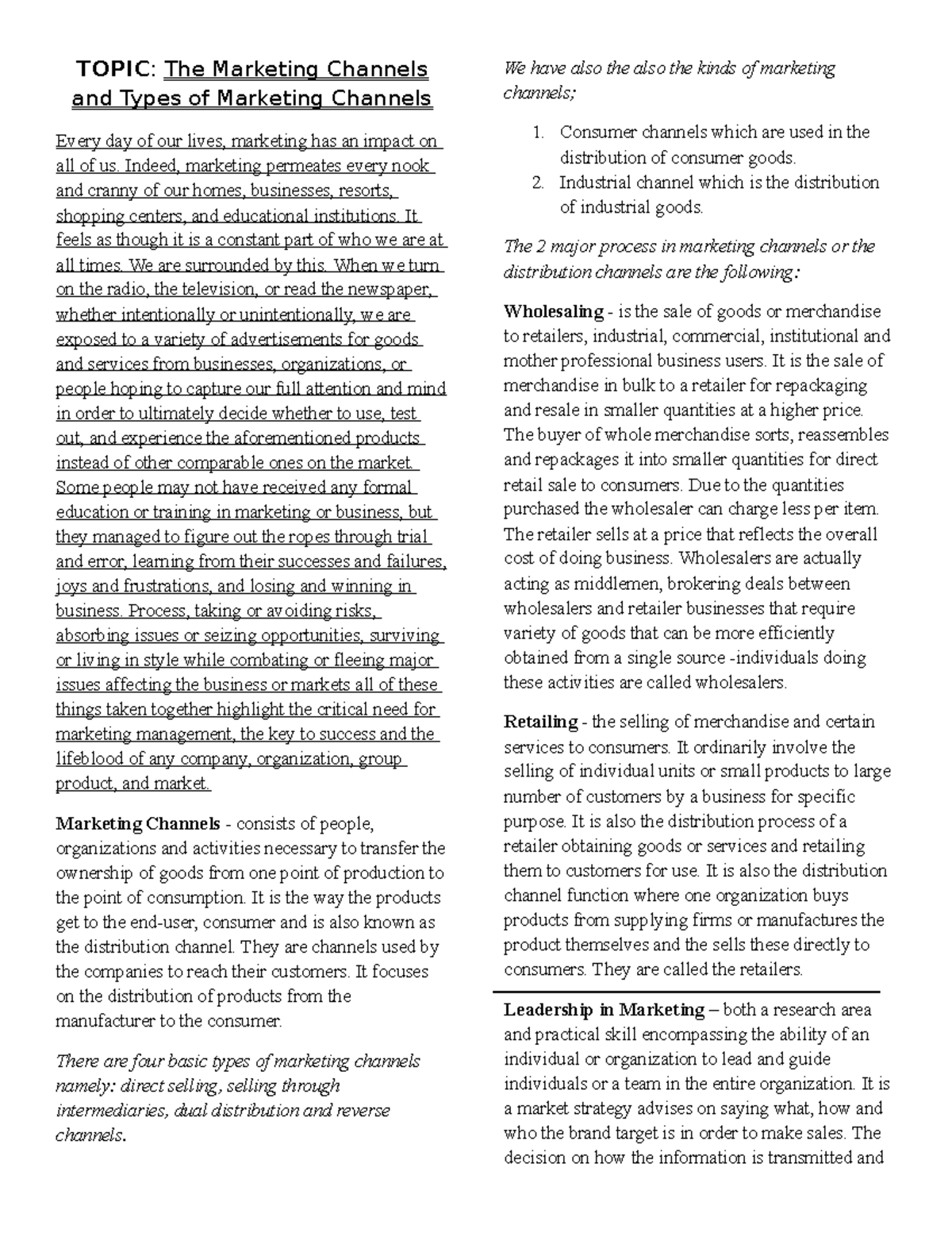 Lecture Notes 4 - some of my information in marketing management ...