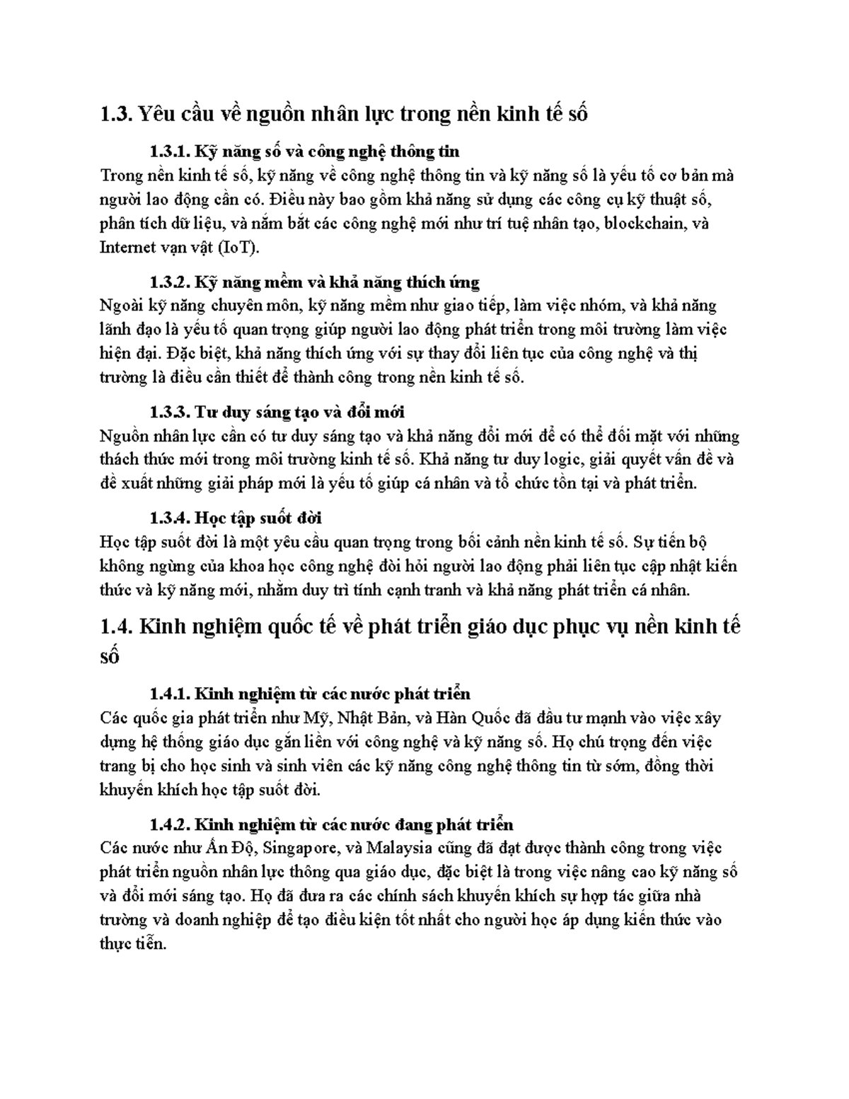 KTCT Chuong 1 PHAN 3 - PHAN 4 - 1. Yêu cầu về nguồn nhân lực trong nền kinh tế số 1.3. Kỹ năng ...