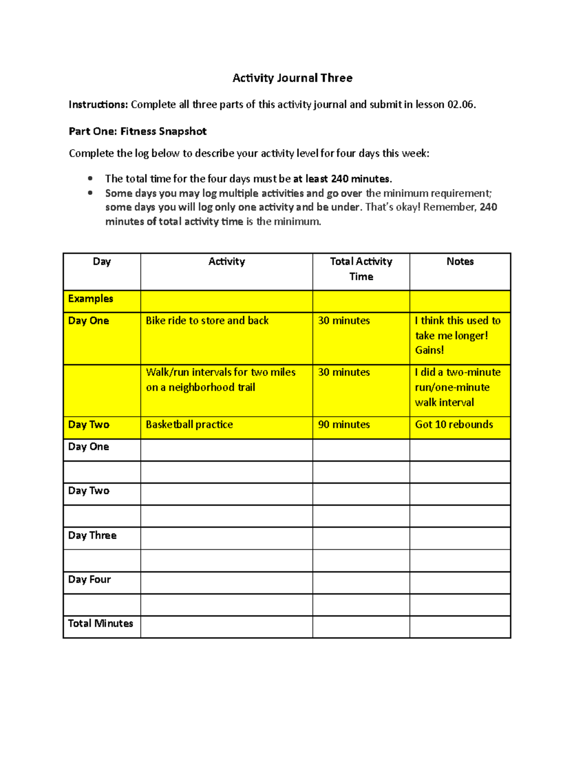 Activity journal 03 - Activity Journal Three Instructions: Complete all ...