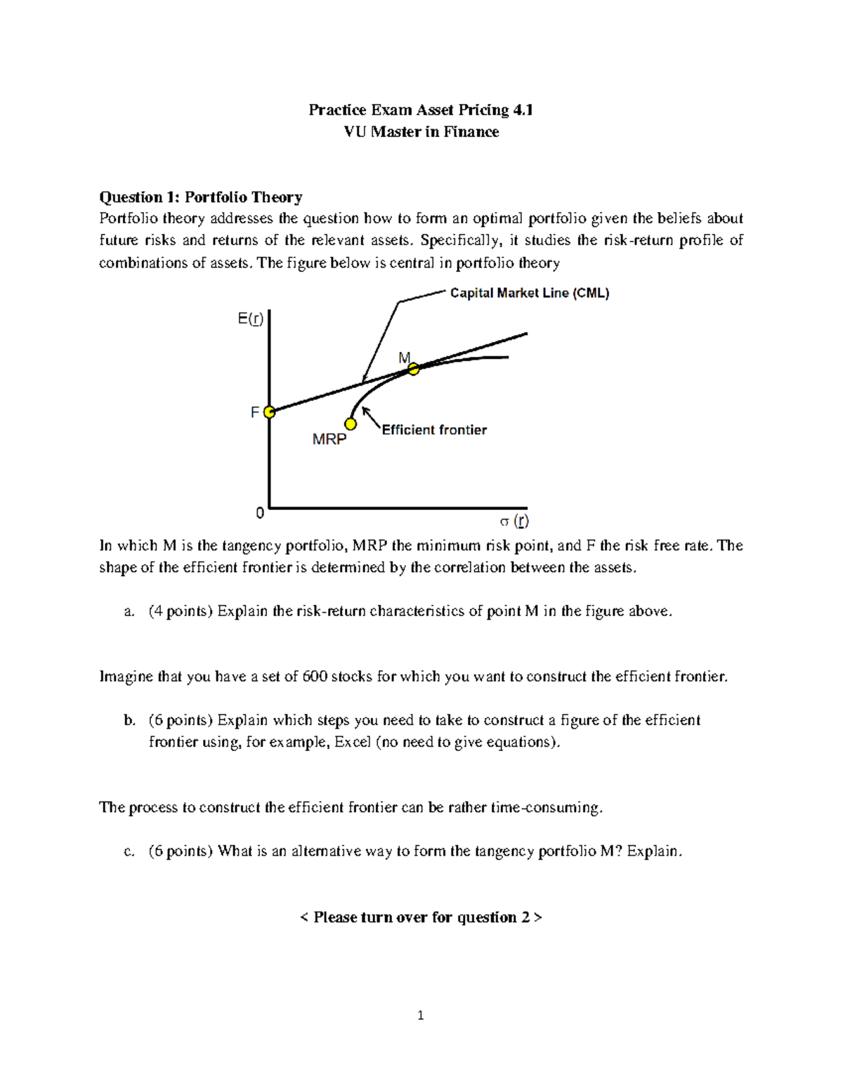 Sample/practice exam 2015, questions - Practice Exam Asset Pricing 4 ...