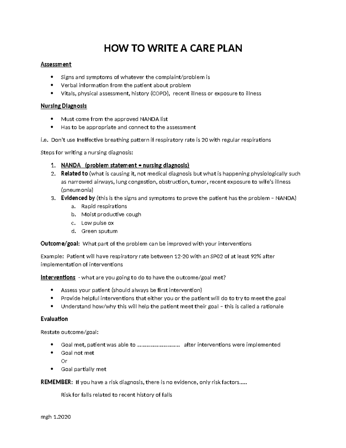Care Plan ... how to write a care plan - HOW TO WRITE A CARE PLAN ...