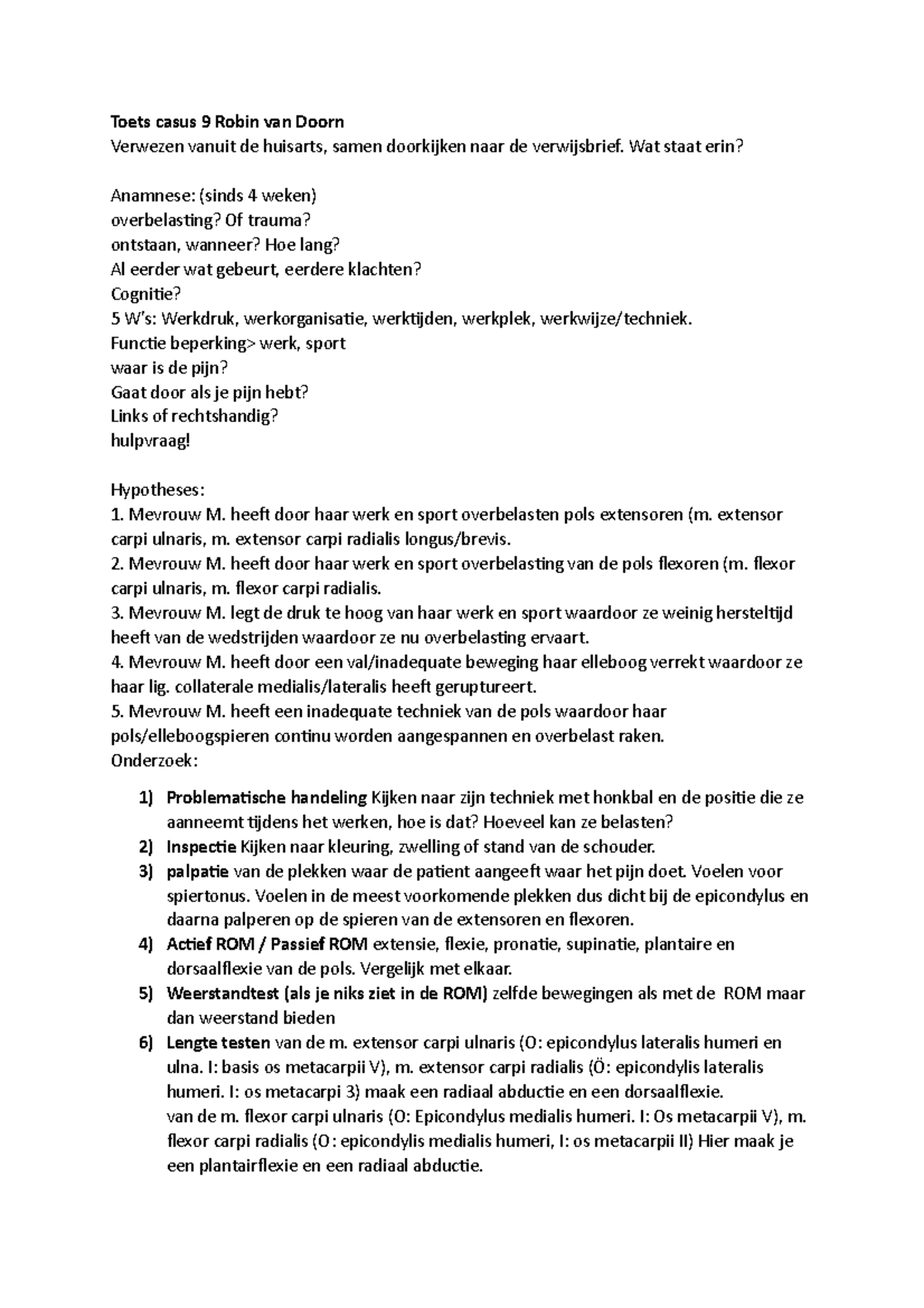 Toets casus 9 Robin van Doorn - Toets casus 9 Robin van Doorn Verwezen ...