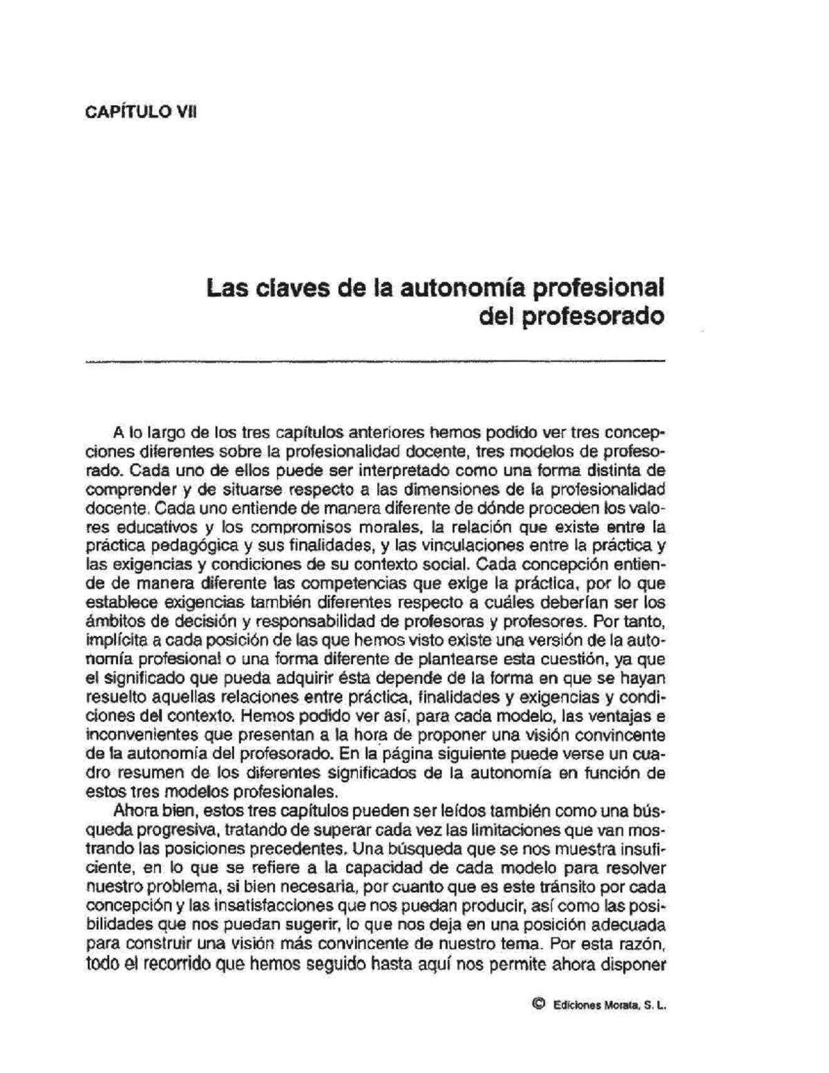 LAS Claves DE LA Autonomía Profesional DEL Profesorado - CAPÍTULO VII ...