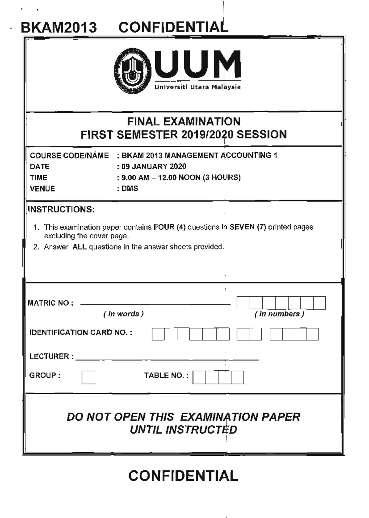BKAM2013 1 2019 2020 - Management Accounting I - Studocu