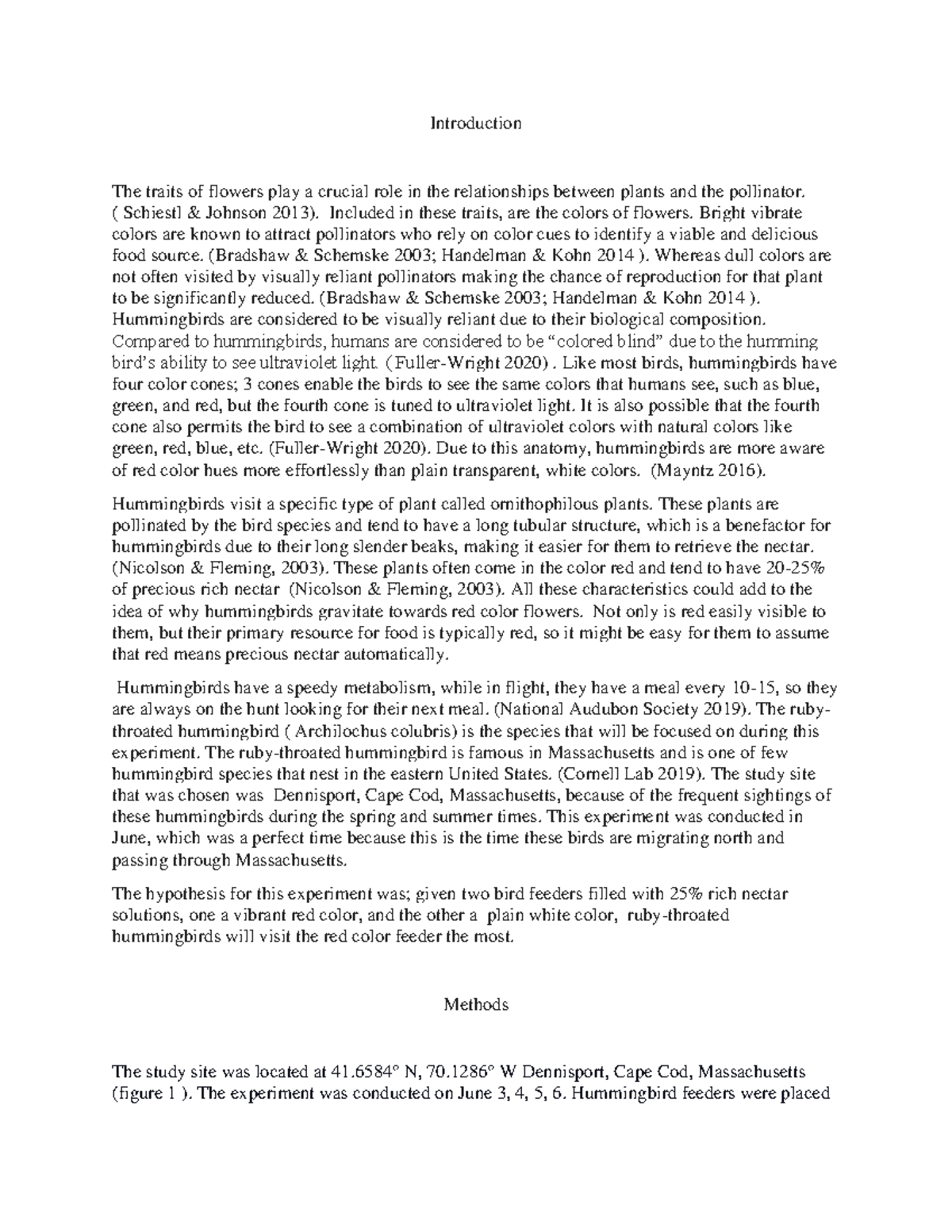 Revised intro and methods - Introduction The traits of flowers play a ...