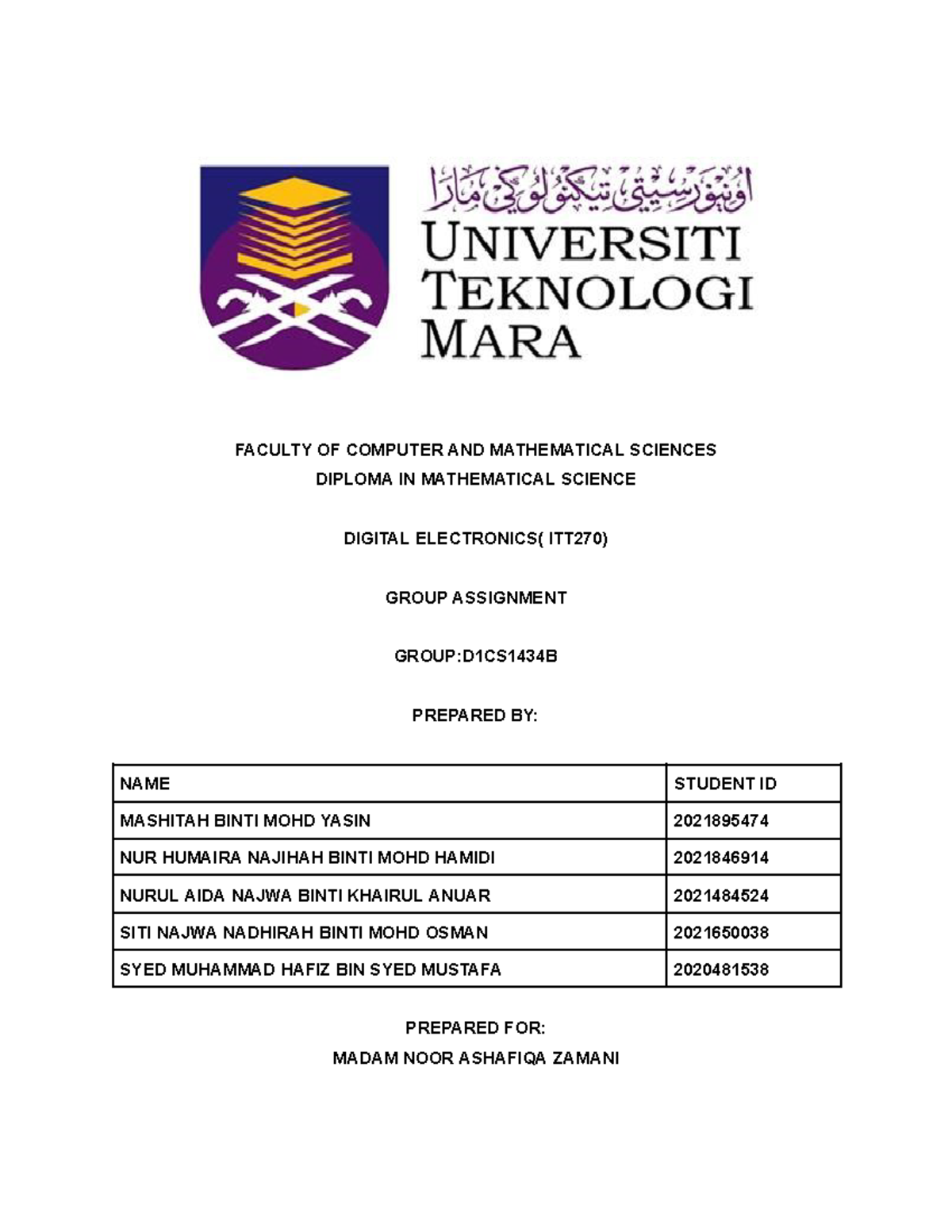 ITT270 - FINAL PROJECT - FACULTY OF COMPUTER AND MATHEMATICAL SCIENCES ...