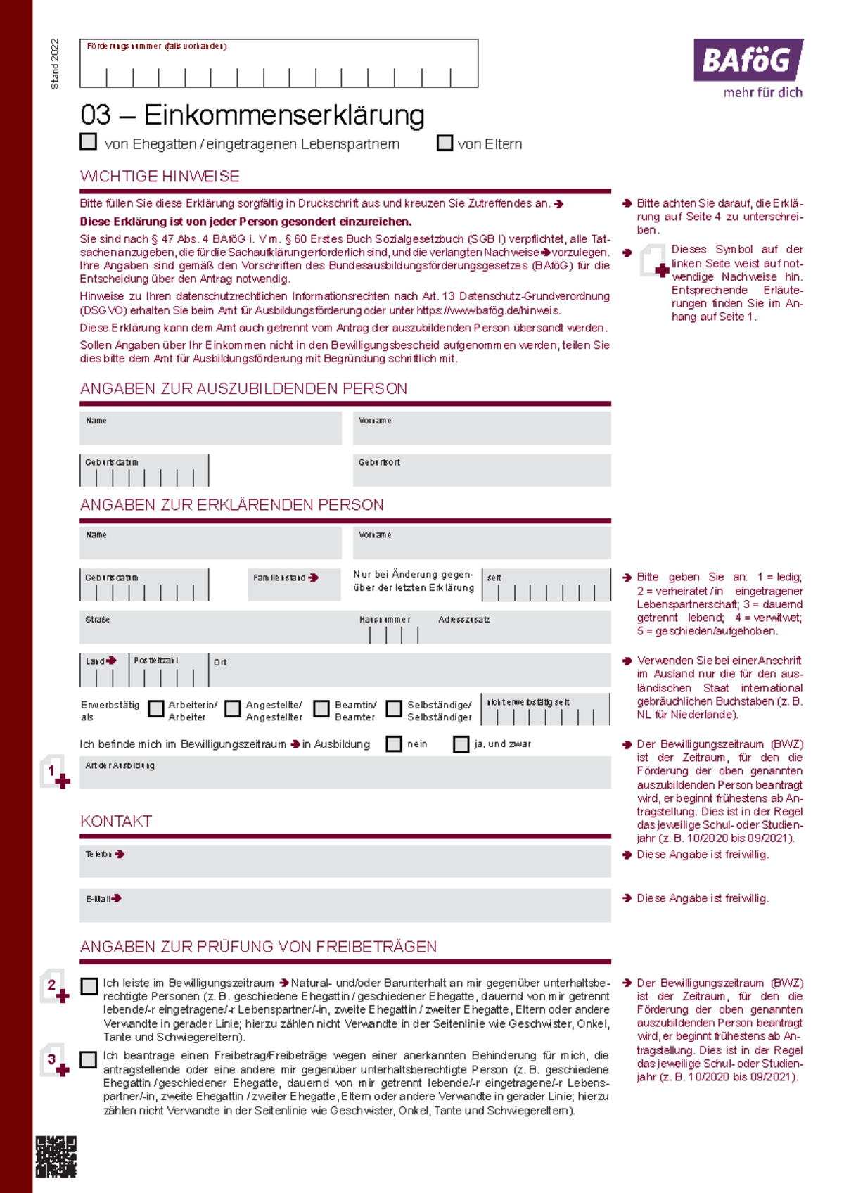 Formblatt 03 Vorlage - bmbnm bn - 1 Förderungsnummer (falls vorhanden) Stand 202 2 von Eltern 03 ...