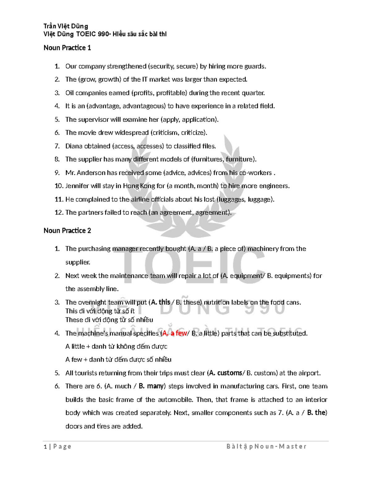 Noun Practice 1 đã Chuyển đổi Trần Việt Dũng Việt Dũng Toeic 990