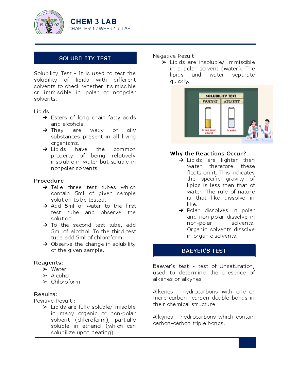 Biochem LAB Prelims - WEEK 2-2 - CHEM 3 LAB CHAPTER 1 / WEEK 2 / LAB ...