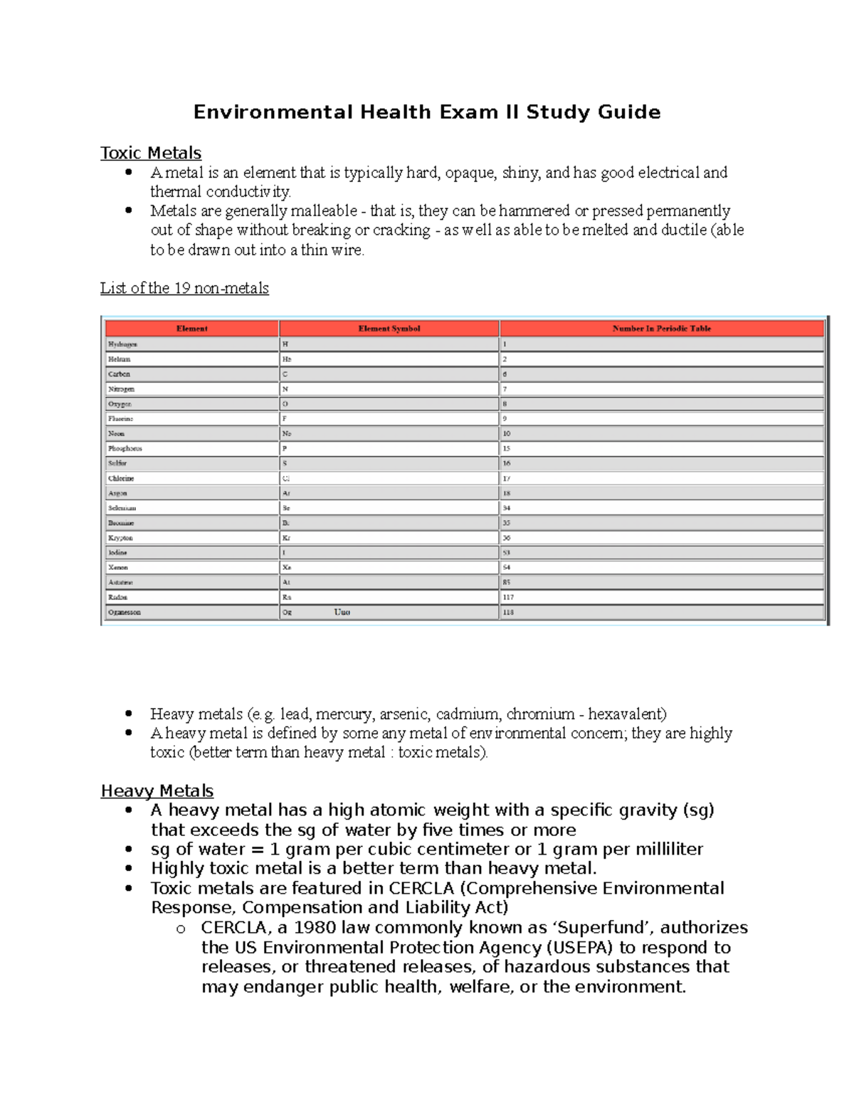 EH Exam II Study Guide - Dr. Axelrad lecture. - Environmental Health ...