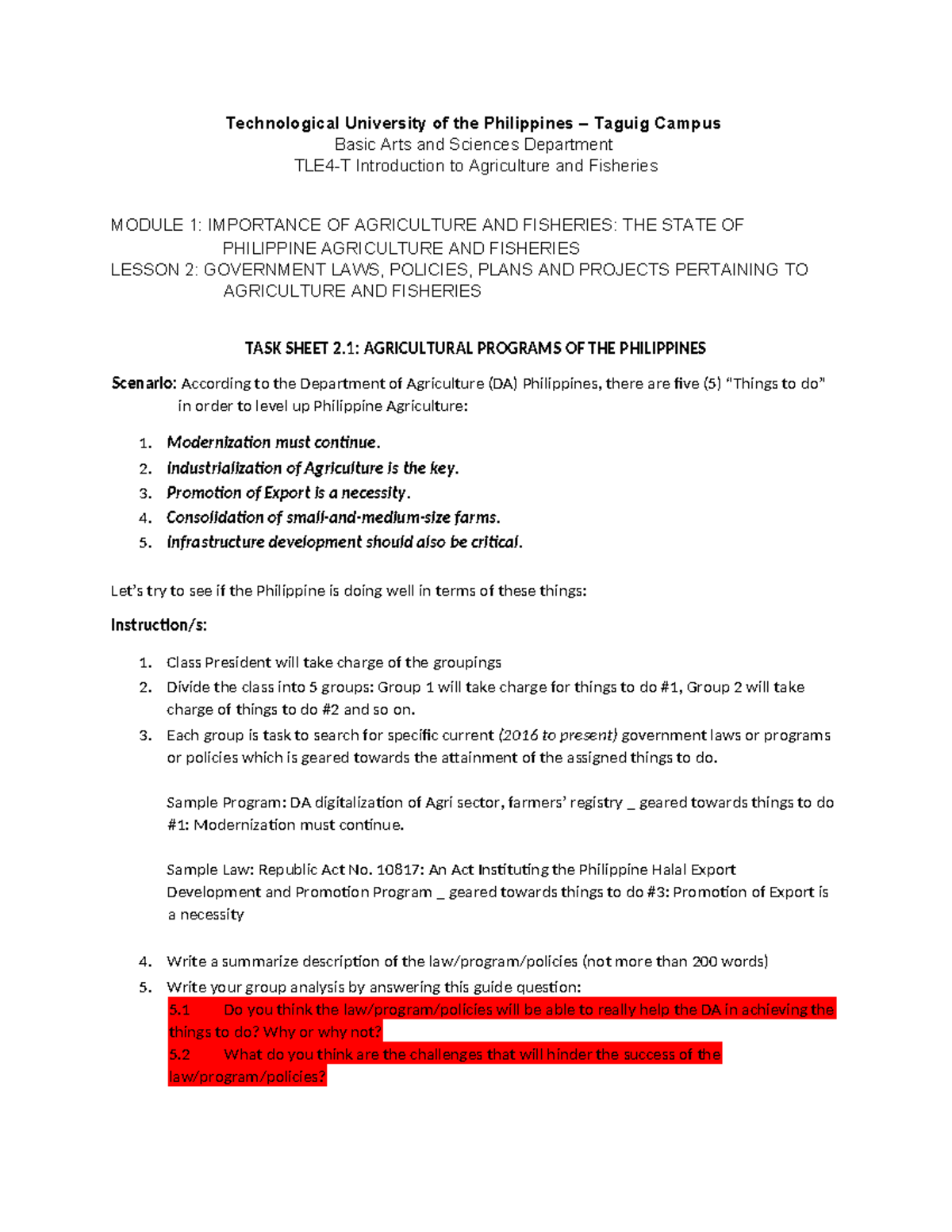 Agricultural- Programs-OF-THE- Philippines - Technological University ...